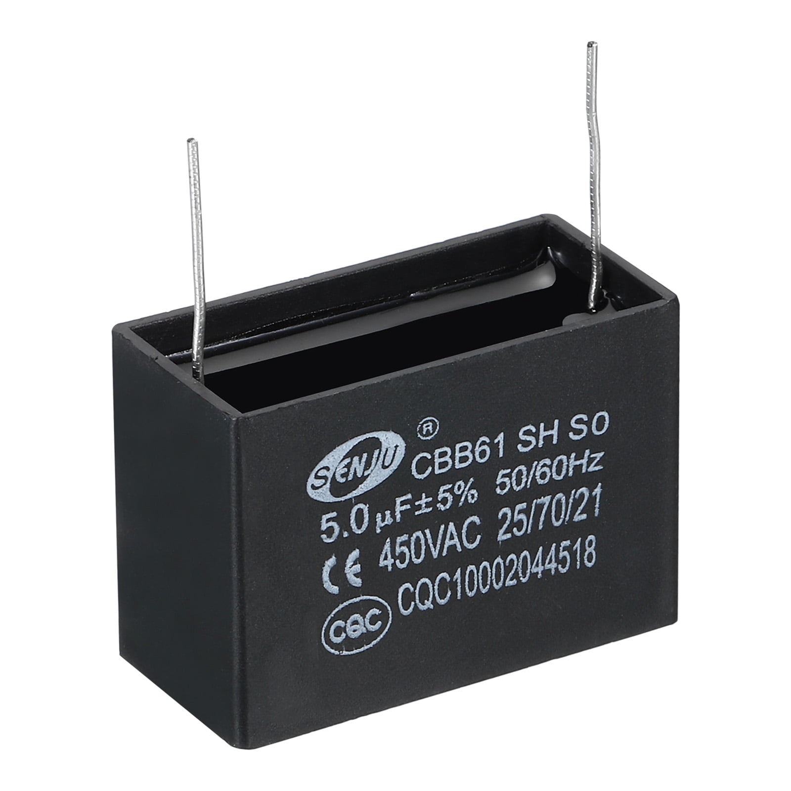 CBB61 Ceiling Fan Capacitor, 5uF 450V AC 50/60HZ with 2Pins 48x21x32mm for Fan - Walmart.com