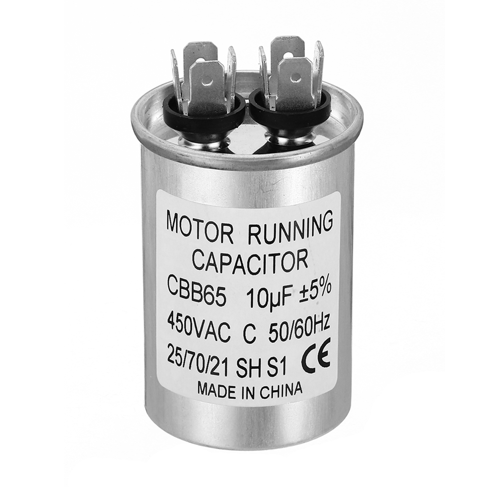 CBB65 10uf Run Capacitor, 10mfd AC 450V Aluminum Case with 2 Terminal ...