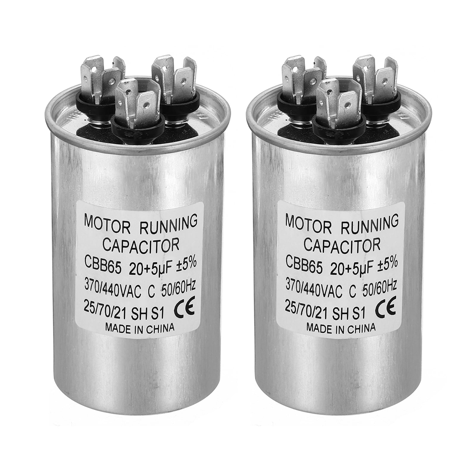CBB65 20+5uf Run Capacitor, 20+5mfd 2Pcs 370/440V Aluminum Case with 3 Terminal for Air ...