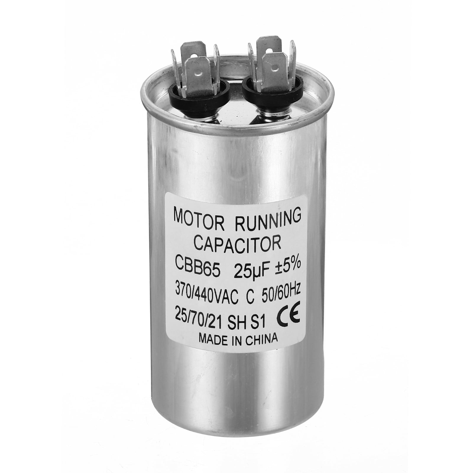 CBB65 25uf Run Capacitor, 25mfd AC 370/440V Aluminum Case with 2 ...