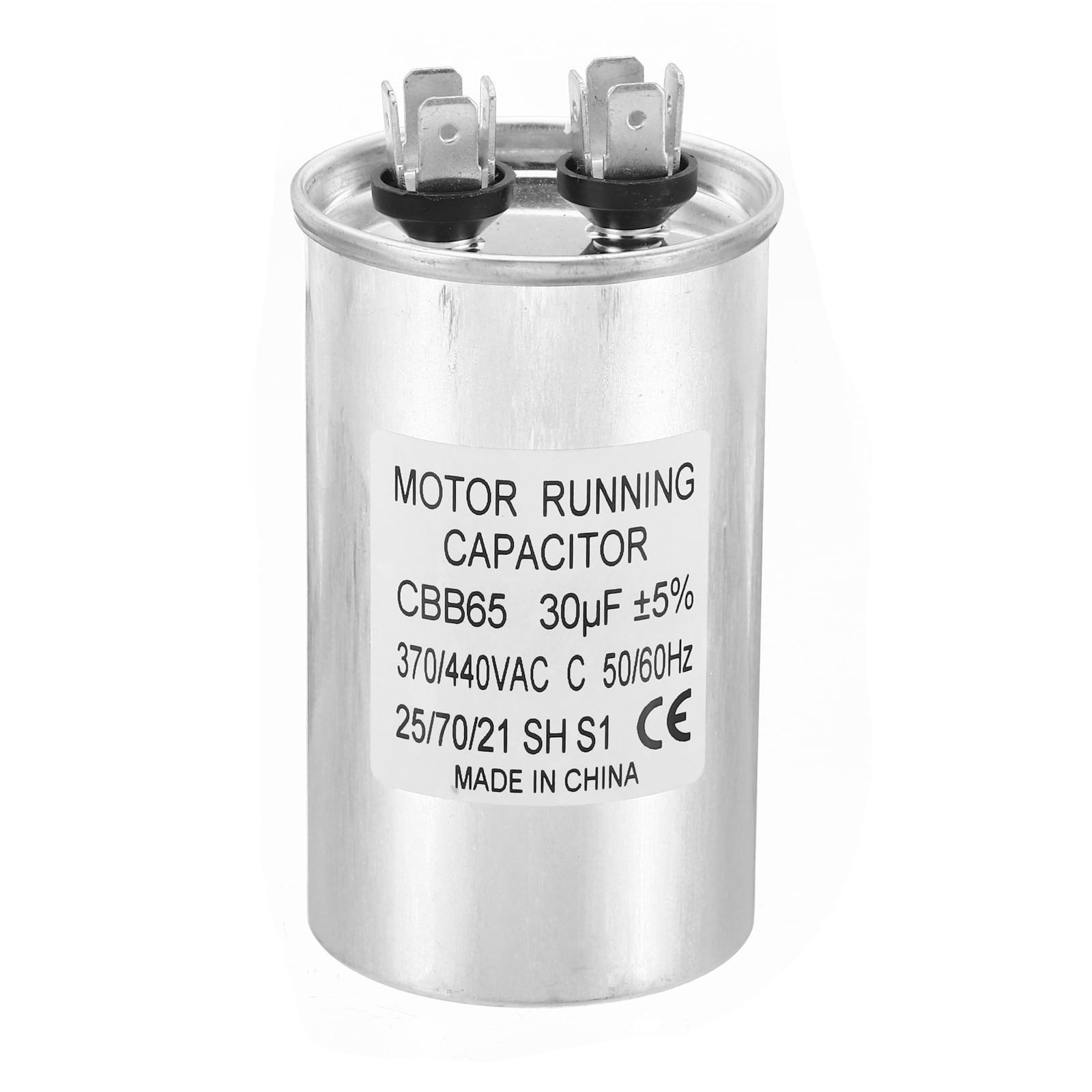 CBB65 30uf Run Capacitor, 30mfd AC 370/440V Aluminum Case with 2 Terminal for Air Conditioner ...