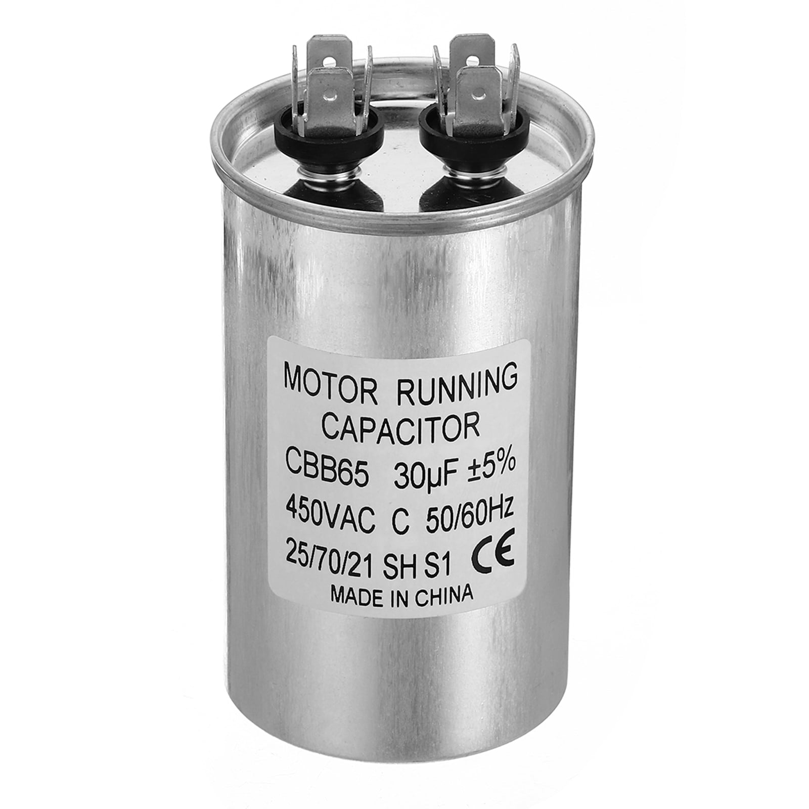 CBB65 30uf Run Capacitor, 30mfd AC 450V Aluminum Case with 2 Terminal ...