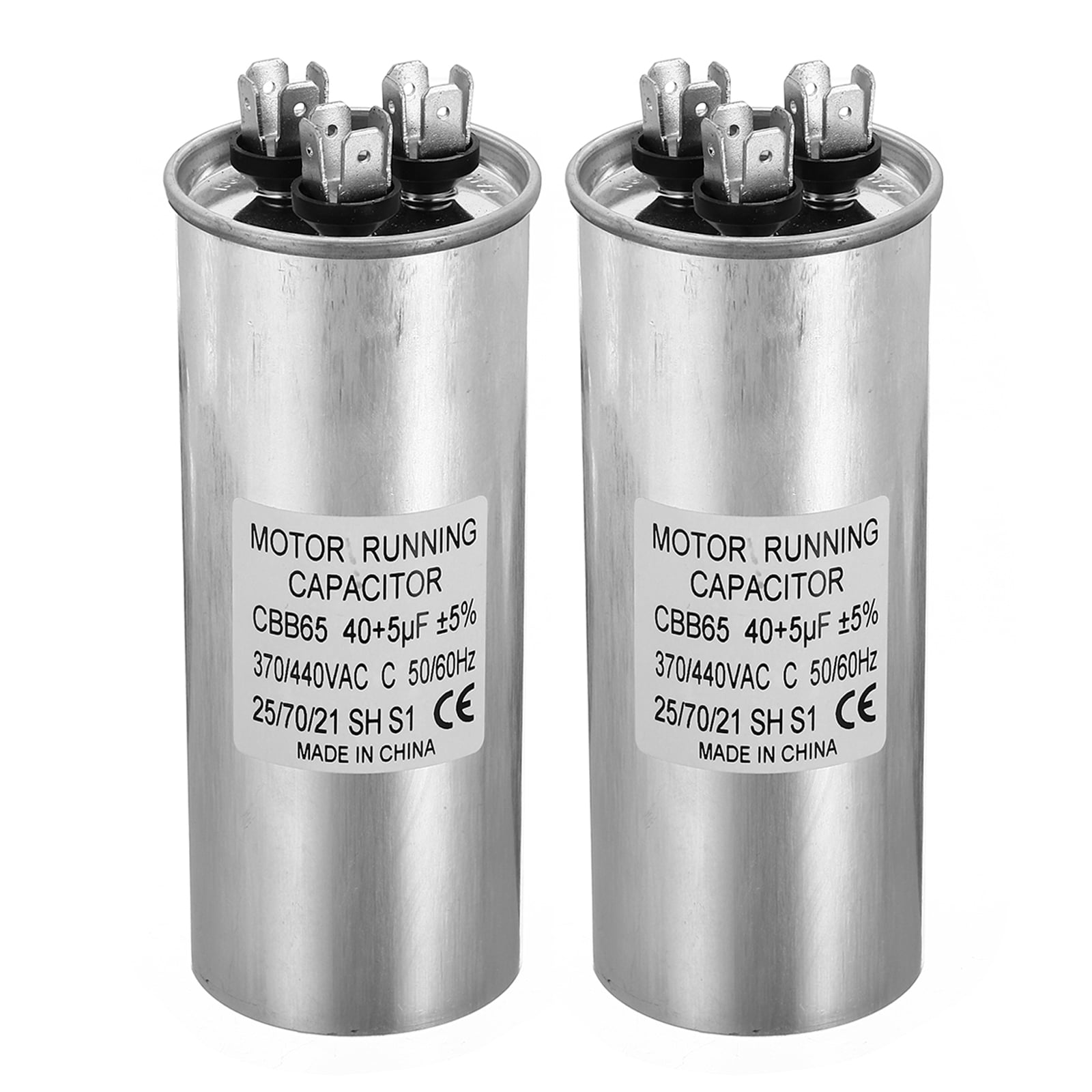 CBB65 40+5uf Run Capacitor, 40+5mfd 2Pcs 370/440V Aluminum Case with 3 ...
