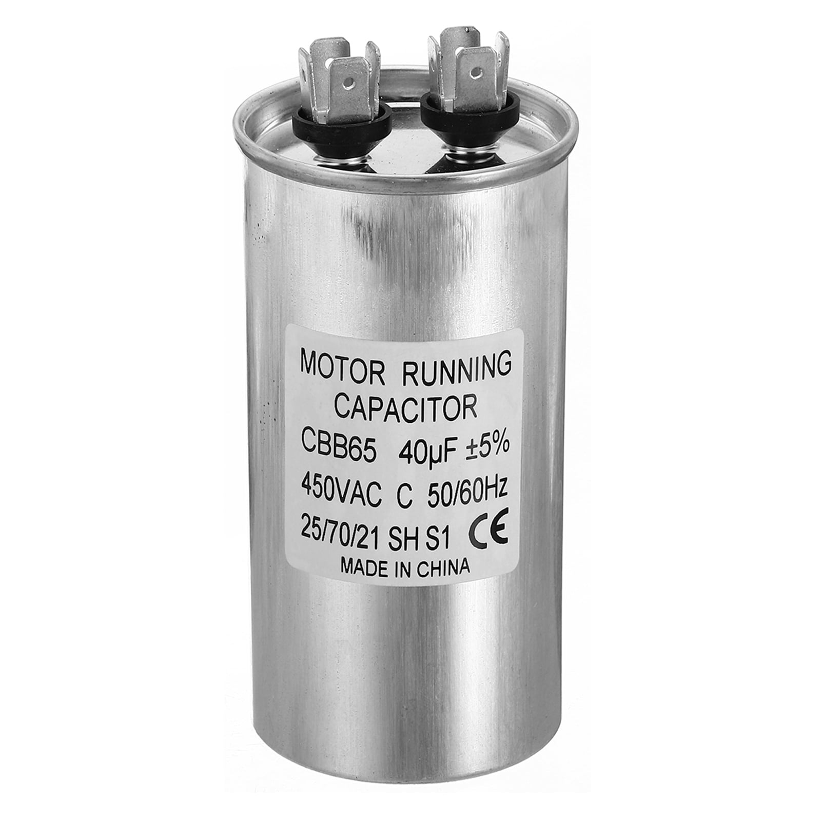 CBB65 40uf Run Capacitor, 40mfd AC 450V Aluminum Case with 2 Terminal ...