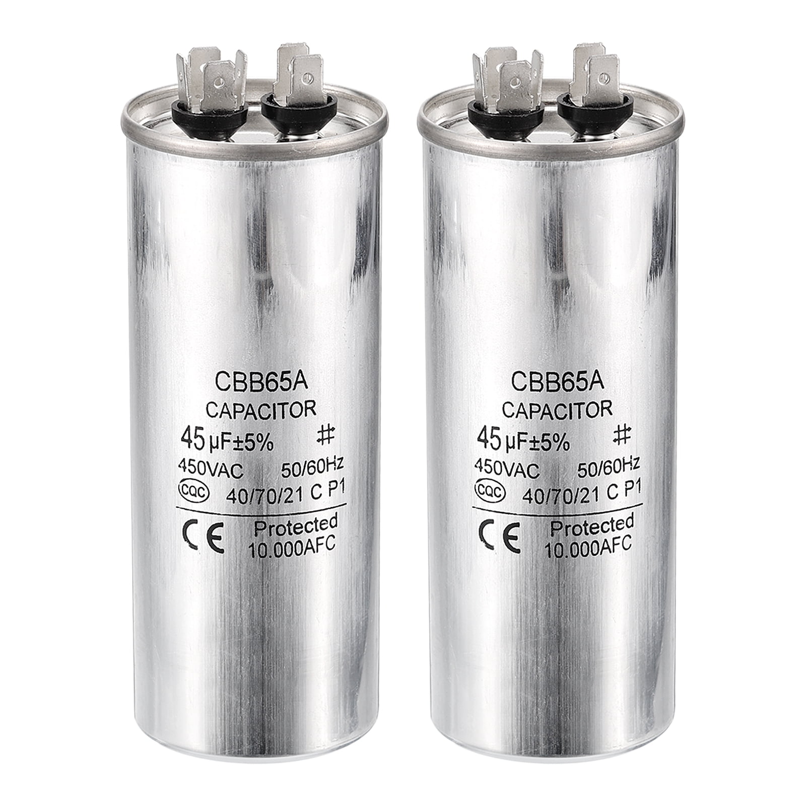 CBB65 45uf Run Capacitor, 45mfd 2pack AC 450V Aluminum Case Motor Start Capacitor - Walmart.com