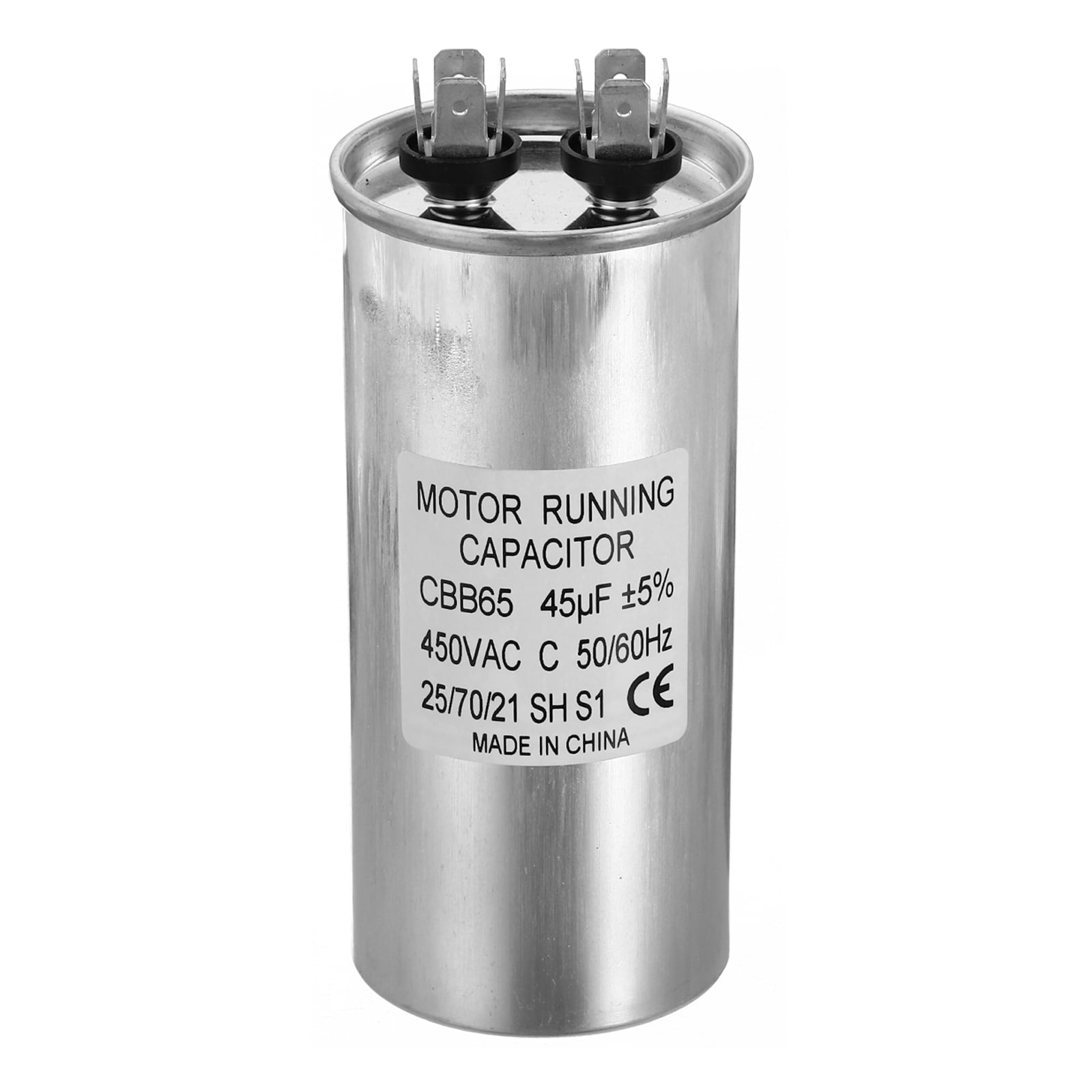 CBB65 45uf Run Capacitor, 45mfd AC 450V Aluminum Case with 2 Terminal ...