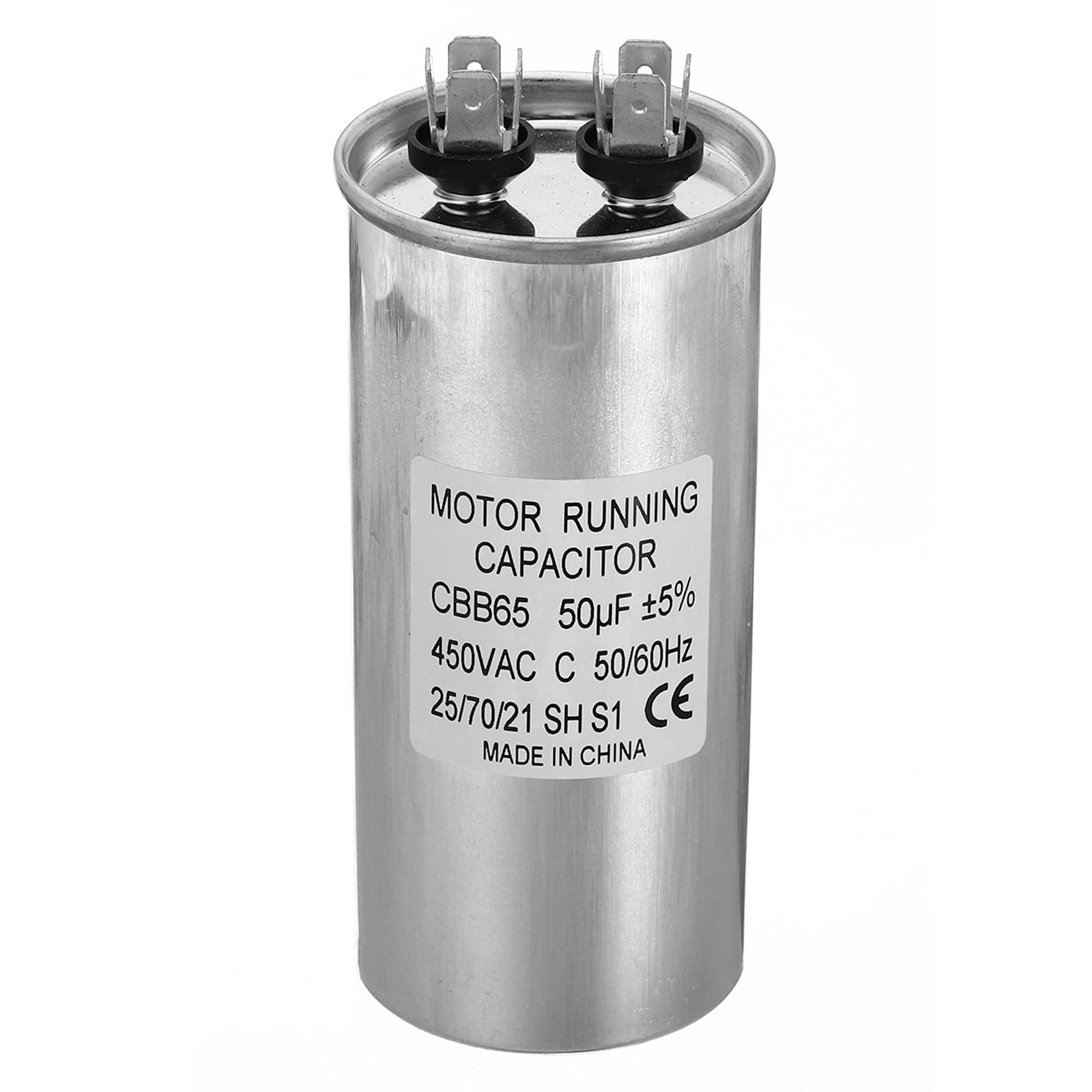 CBB65 50uf Run Capacitor, 50mfd AC 450V Aluminum Case with 2 Terminal ...