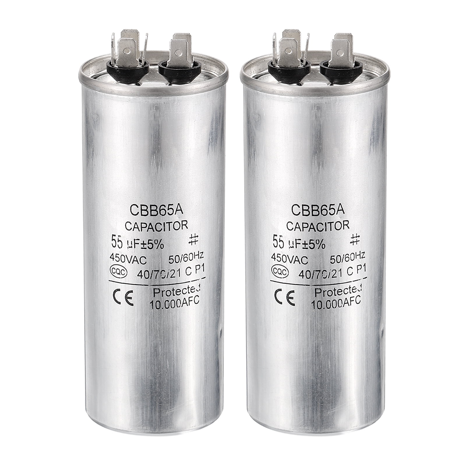 CBB65 55uf Run Capacitor, 55mfd 2pack AC 450V Aluminum Case Motor Start Capacitor - Walmart.com