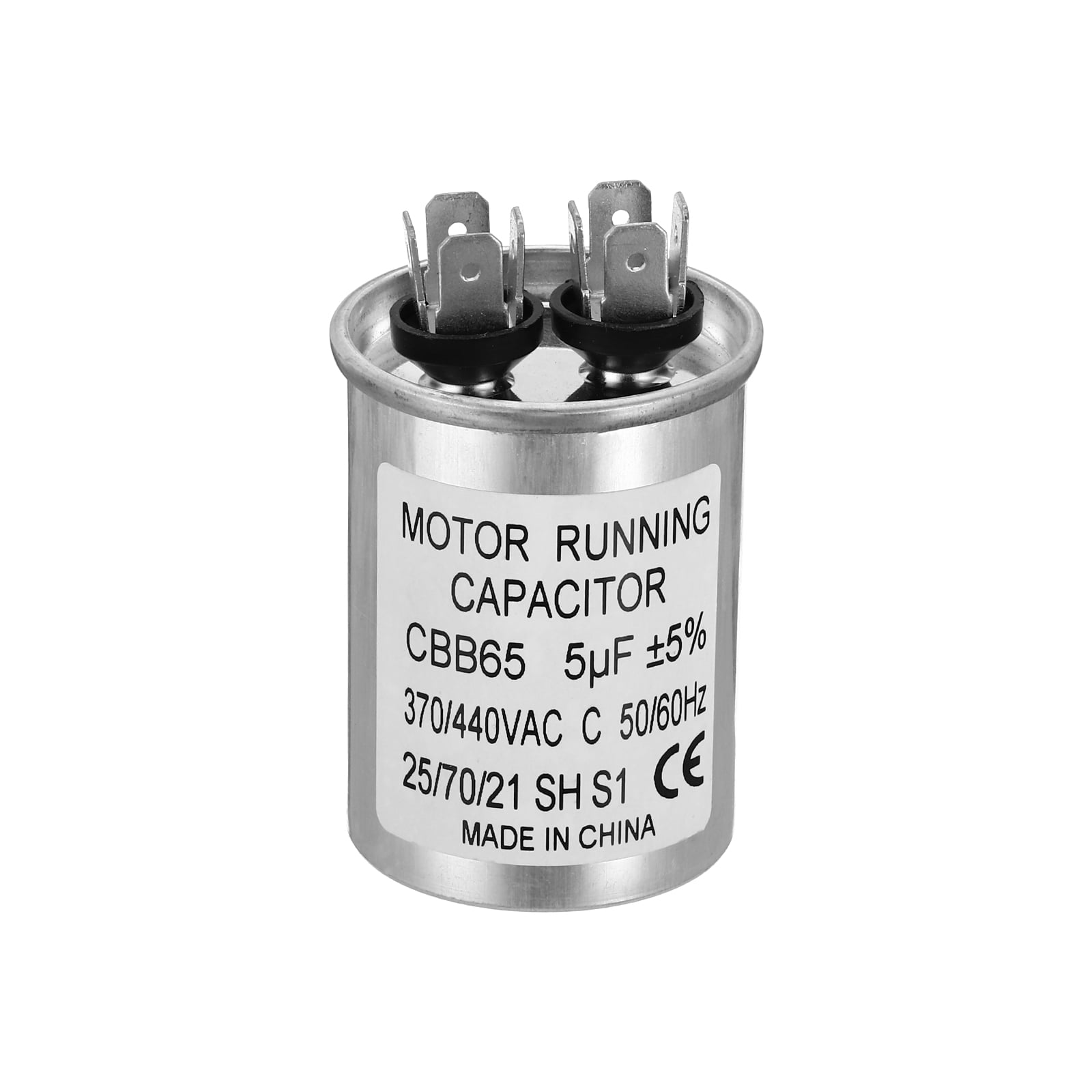 CBB65 5uf Run Capacitor, 5mfd AC 370/440V Aluminum Case with 2 Terminal for Air Conditioner ...