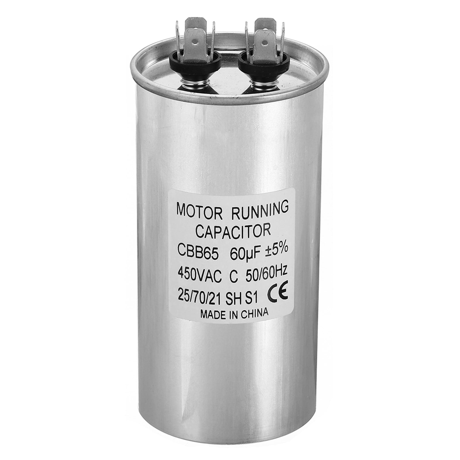 CBB65 60uf Run Capacitor, 60mfd AC 450V Aluminum Case with 2 Terminal for Air Conditioner ...