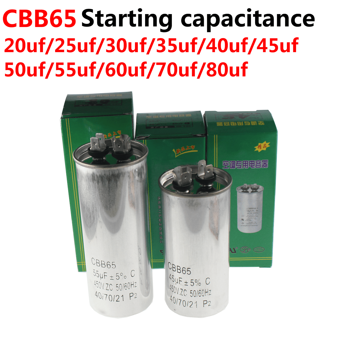 CBB65 Air conditioner compressor start capacitor 20 25 30UF 35UF 40 45 ...
