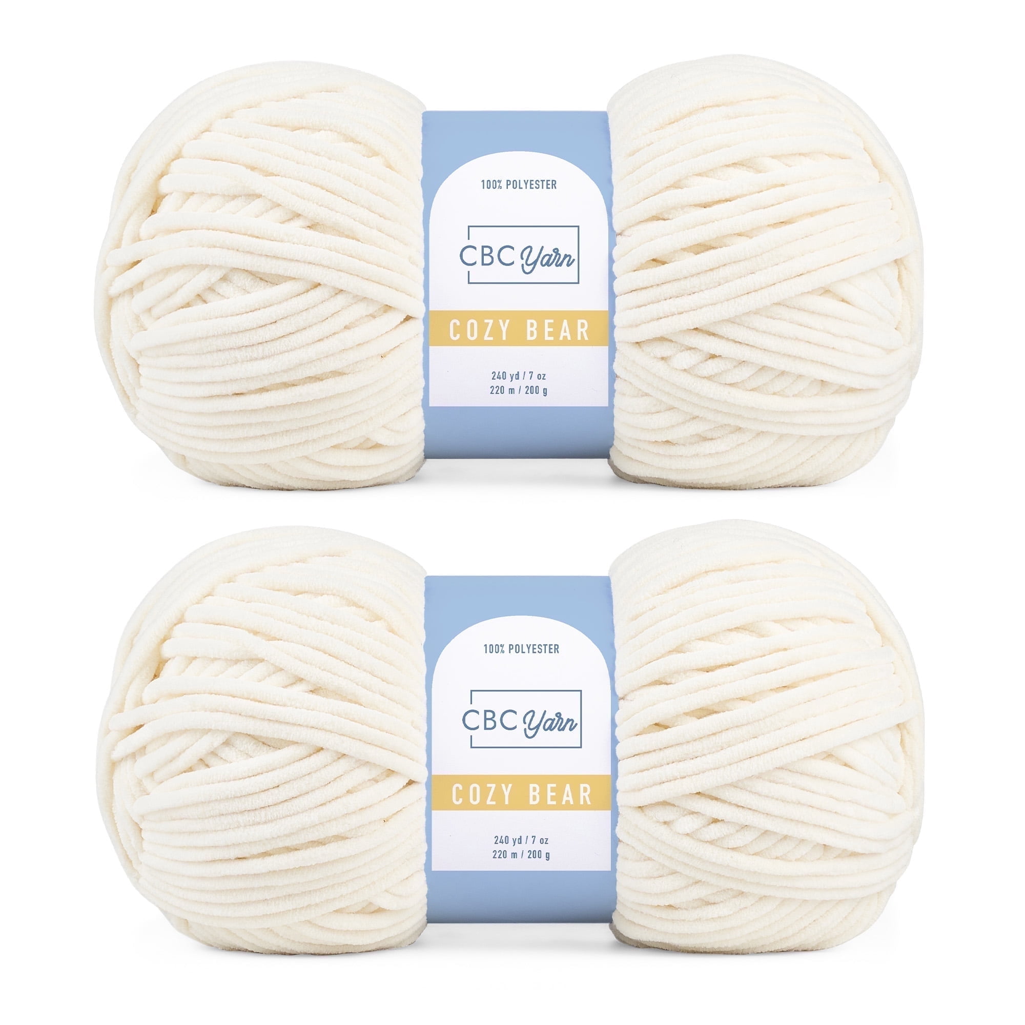 CBC Cozy Bear Gauge 5 Bulky Yarn - 2 Pack (7 oz / 200 g, 240 yards Each ...