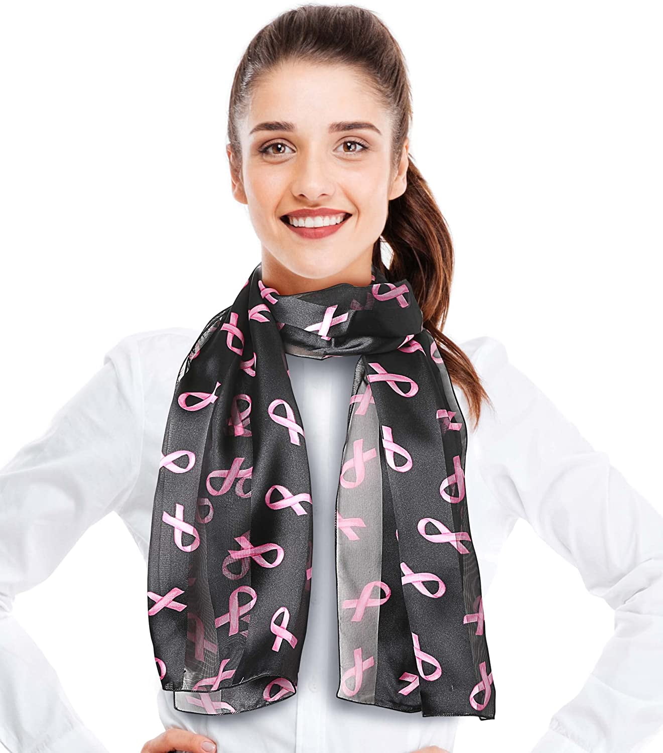 CBC Crown Breast Cancer Awareness Pink Ribbon 13" x 60" Silk Feeling ...