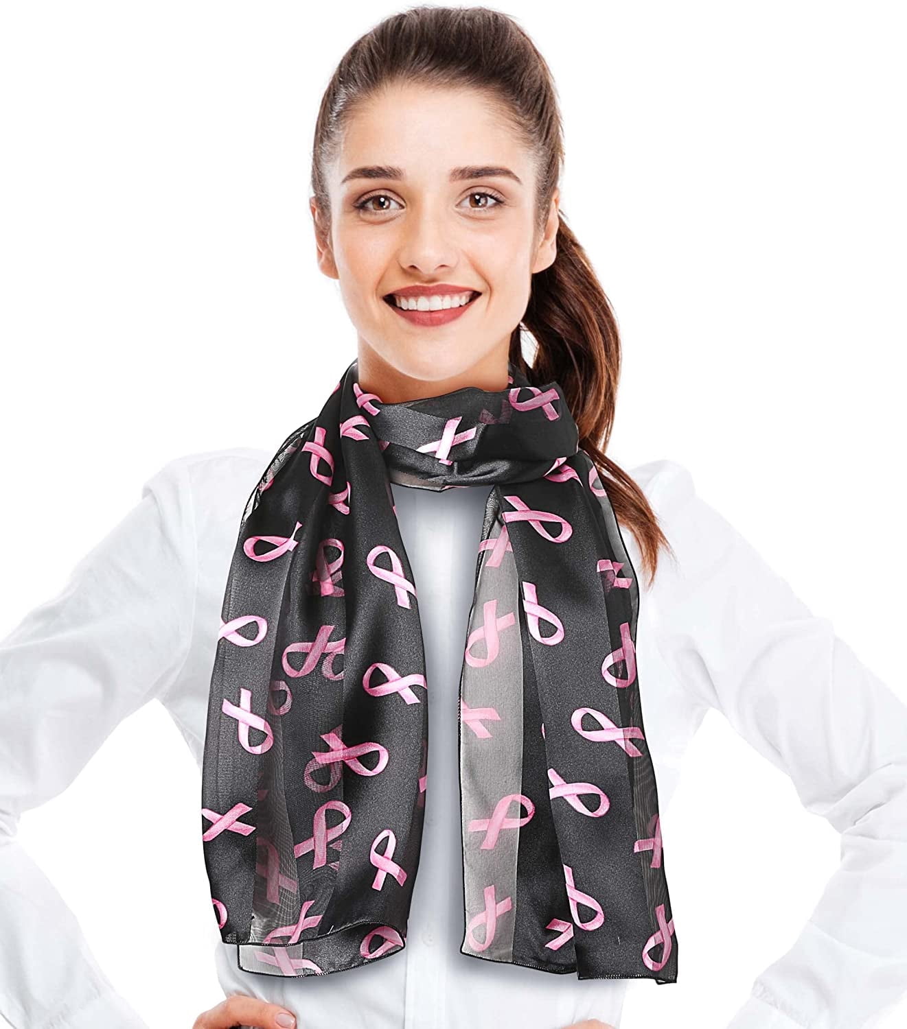 CBC Crown Breast Cancer Awareness Pink Ribbon 13" x 60" Silk Feeling ...