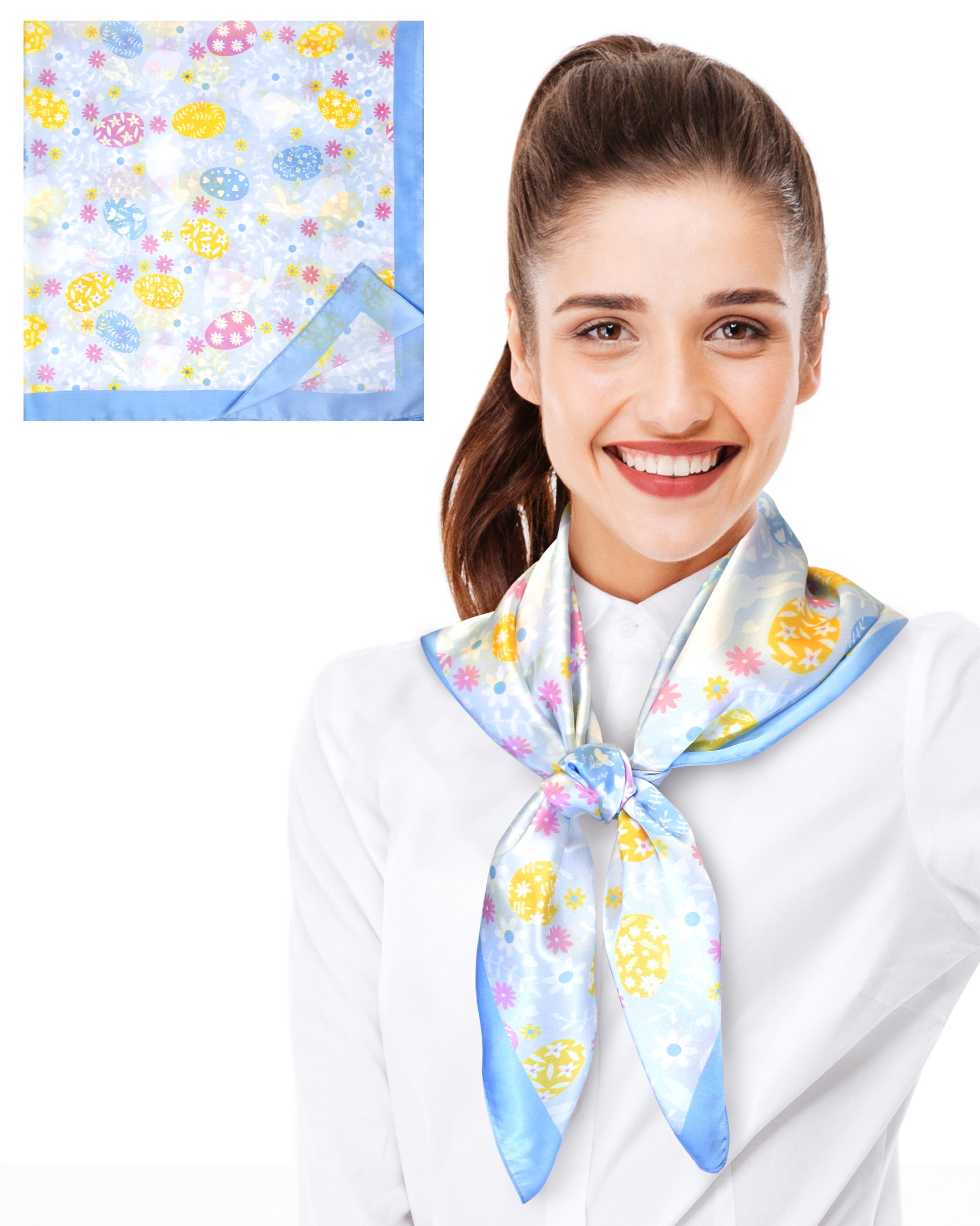 CBC Crown Easter Theme Fashion Scarf 35" x 35" Silk Feeling Scarf ...