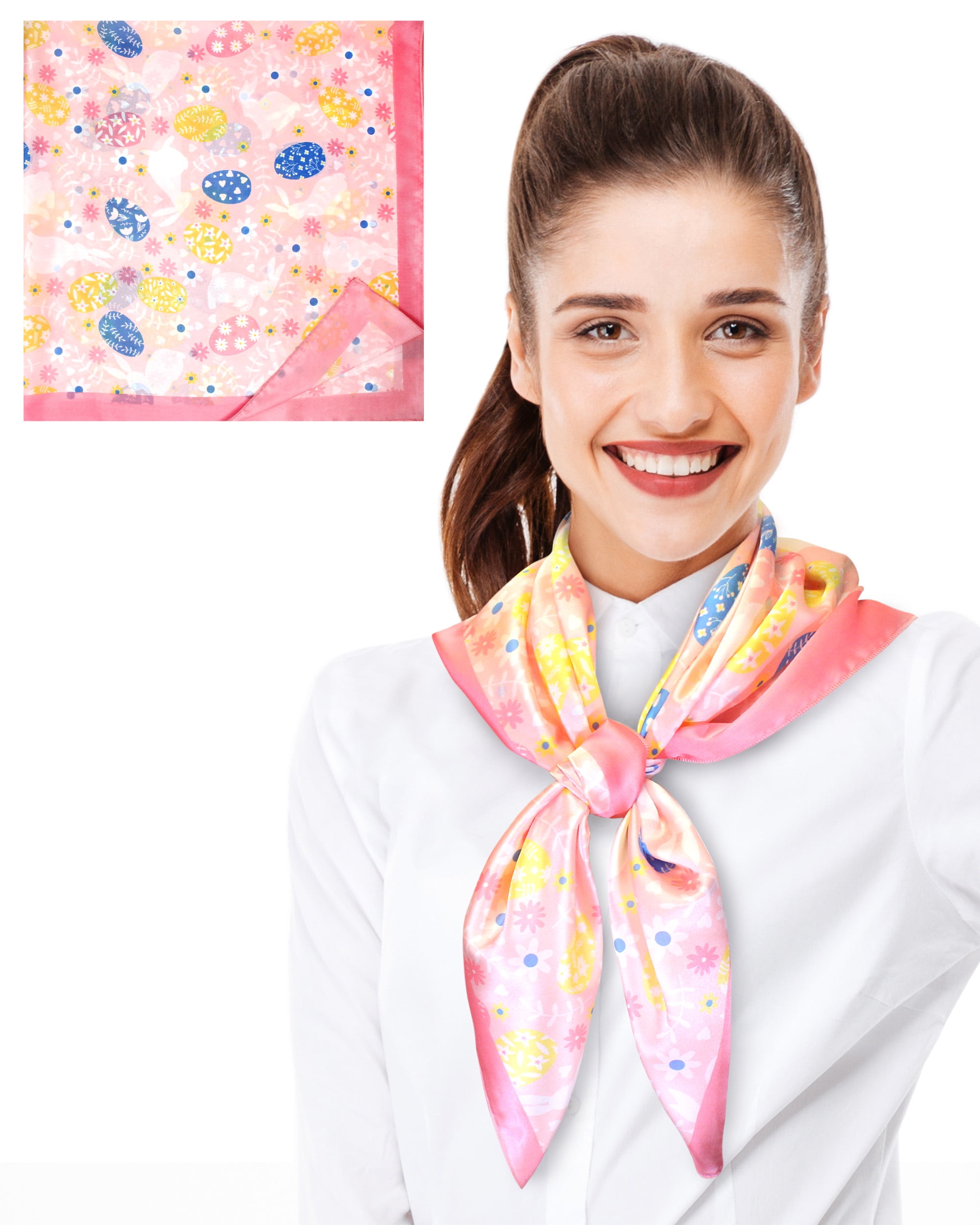 CBC Crown Easter Theme Fashion Scarf 35" x 35" Silk Feeling Scarf ...