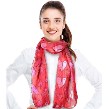 2-Pack Valentines Day Scarf for Women - Pink & Red Heart Print Scarf ...