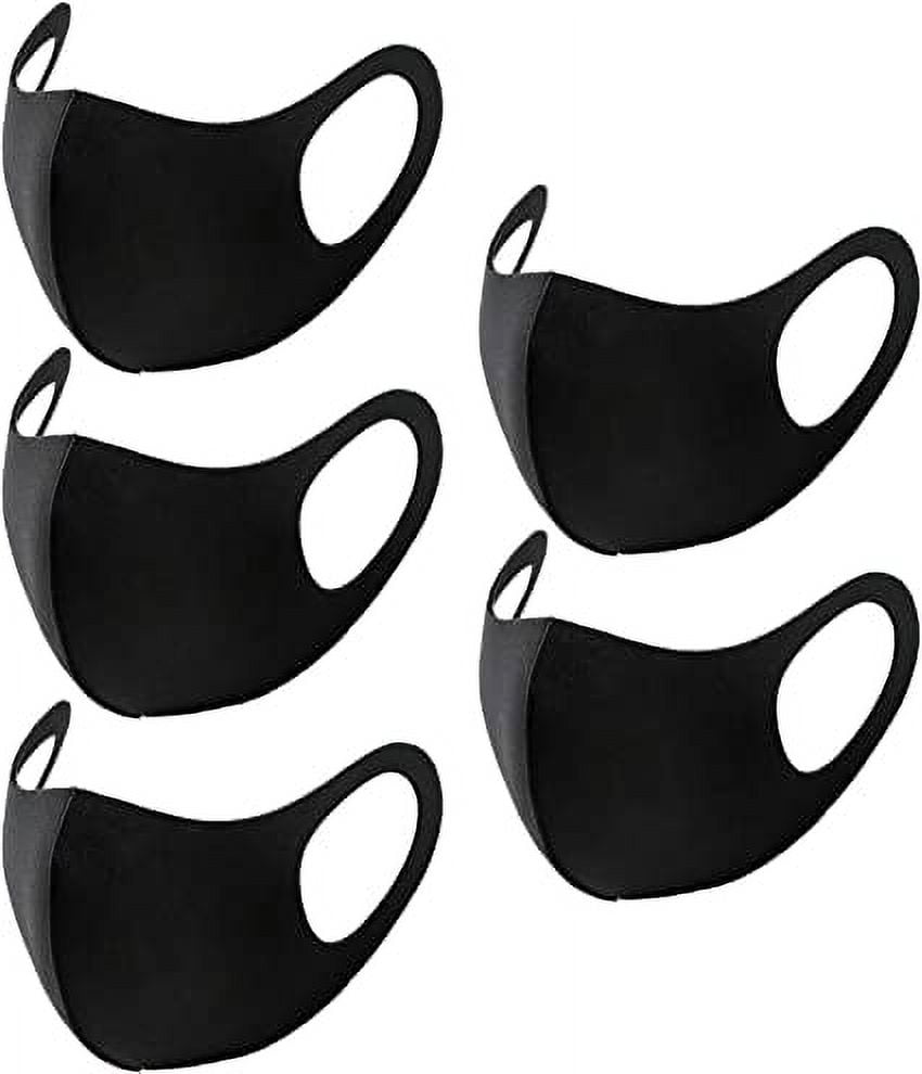 CBC Crown Unisex 5 Pack Black Reusable Cloth Face Mask, Washable ...