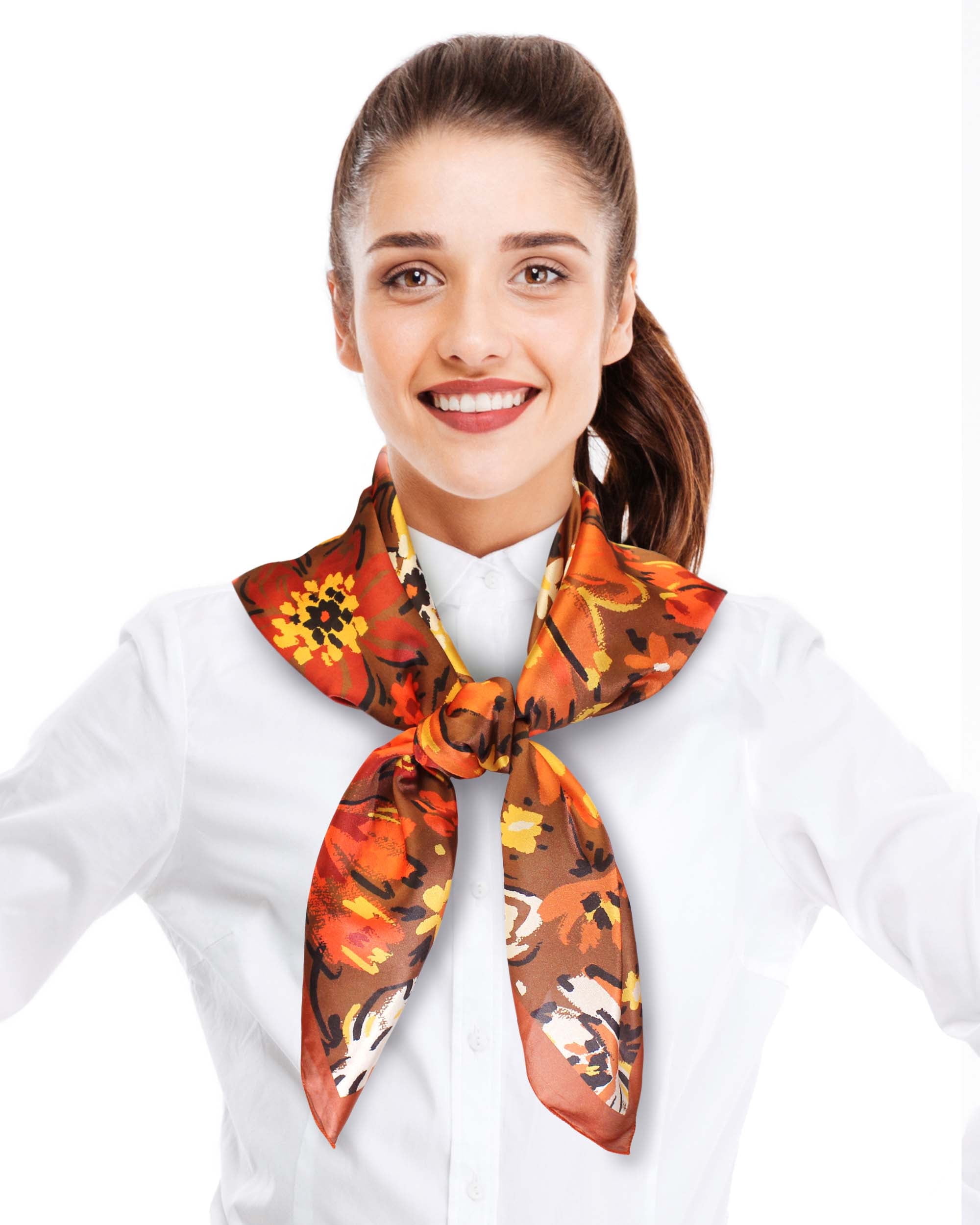 CBC Crown Women's Autumn Flowers Fall Leaves Leaf Pattern 35" x 35 ...