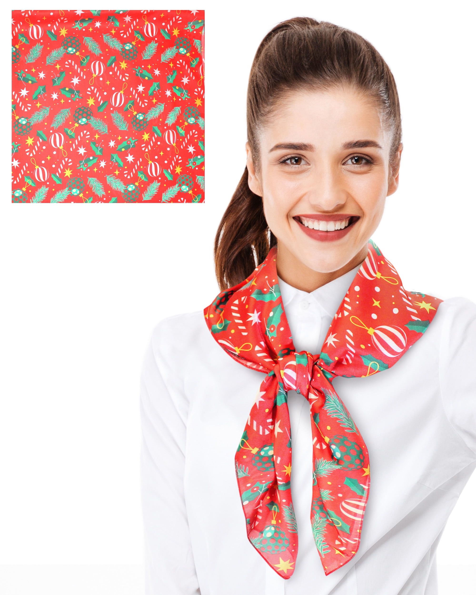 CBC Crown Women's Christmas Theme Lightweight Soft Silk Feeling Scarf ...