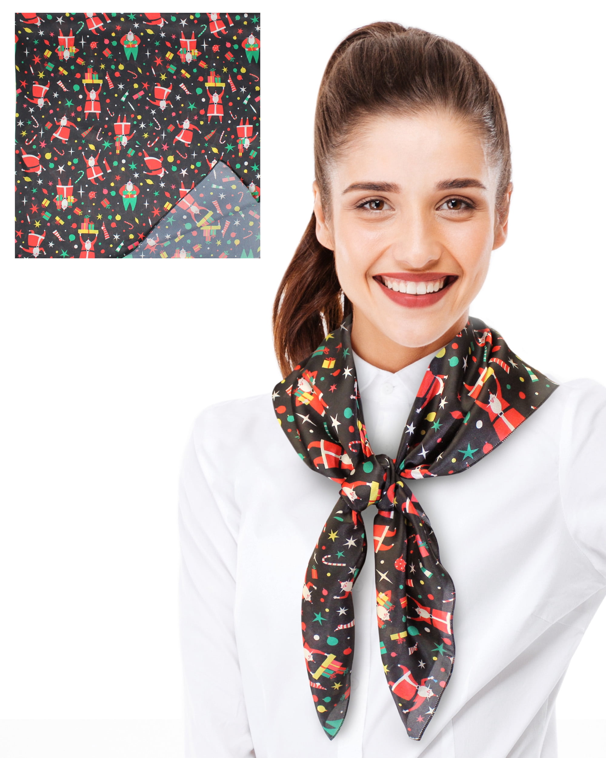 CBC Crown Women's Christmas Theme Lightweight Soft Silk Feeling Scarf ...