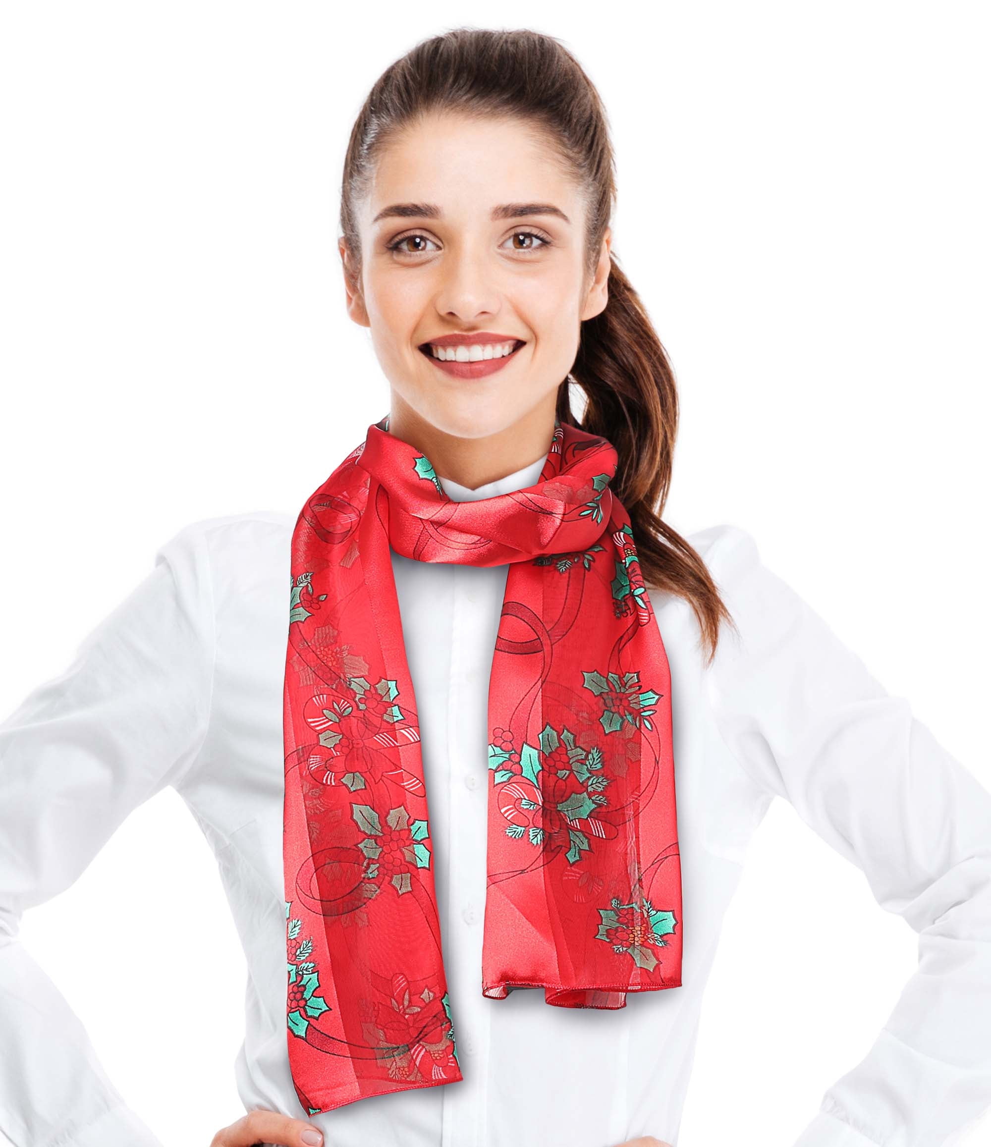 CBC Crown Women's Lightweight Candy Cane Poinsettia Printed Christmas ...