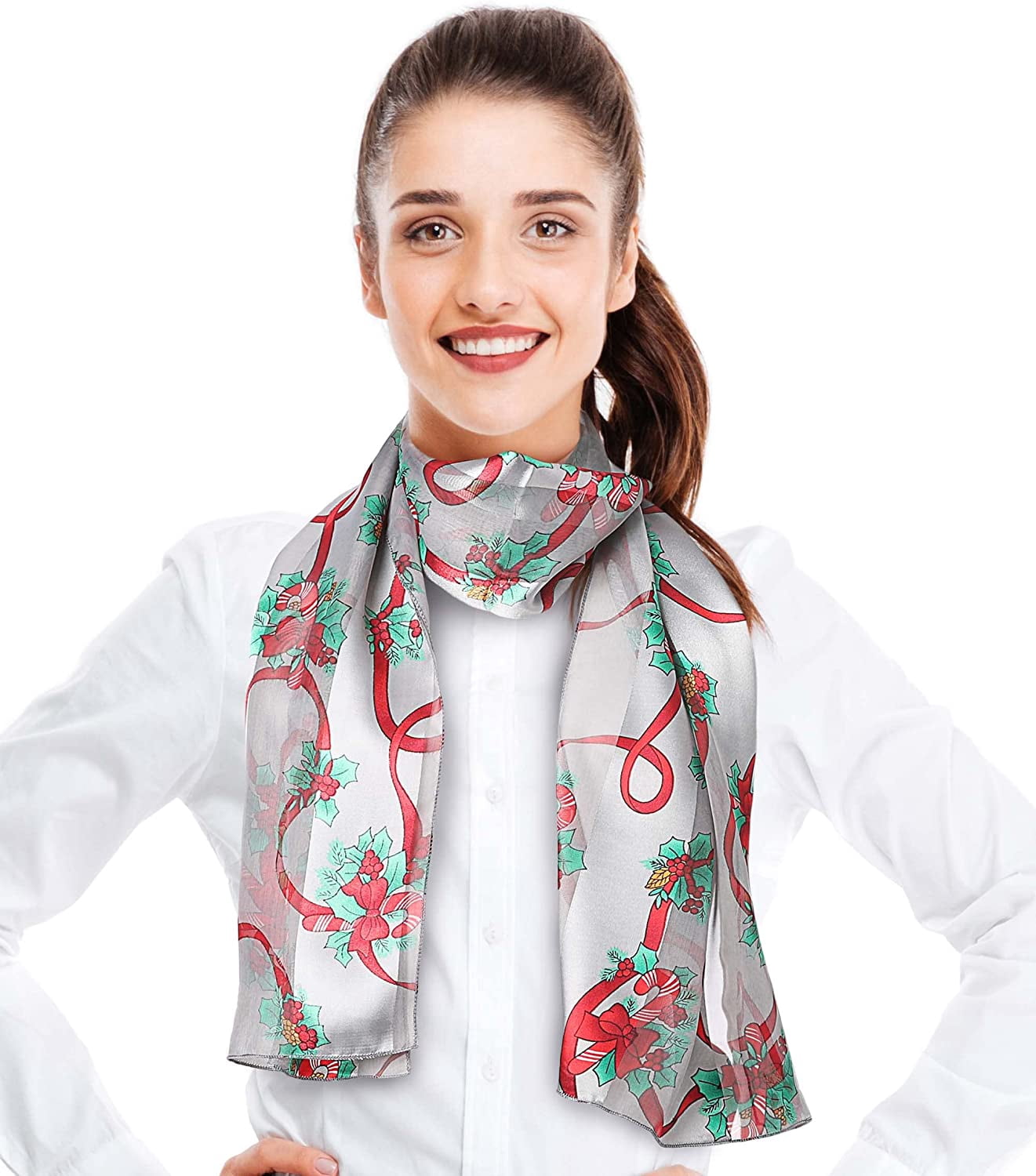 CBC Crown Women's Lightweight Candy Cane Poinsettia Printed Christmas ...