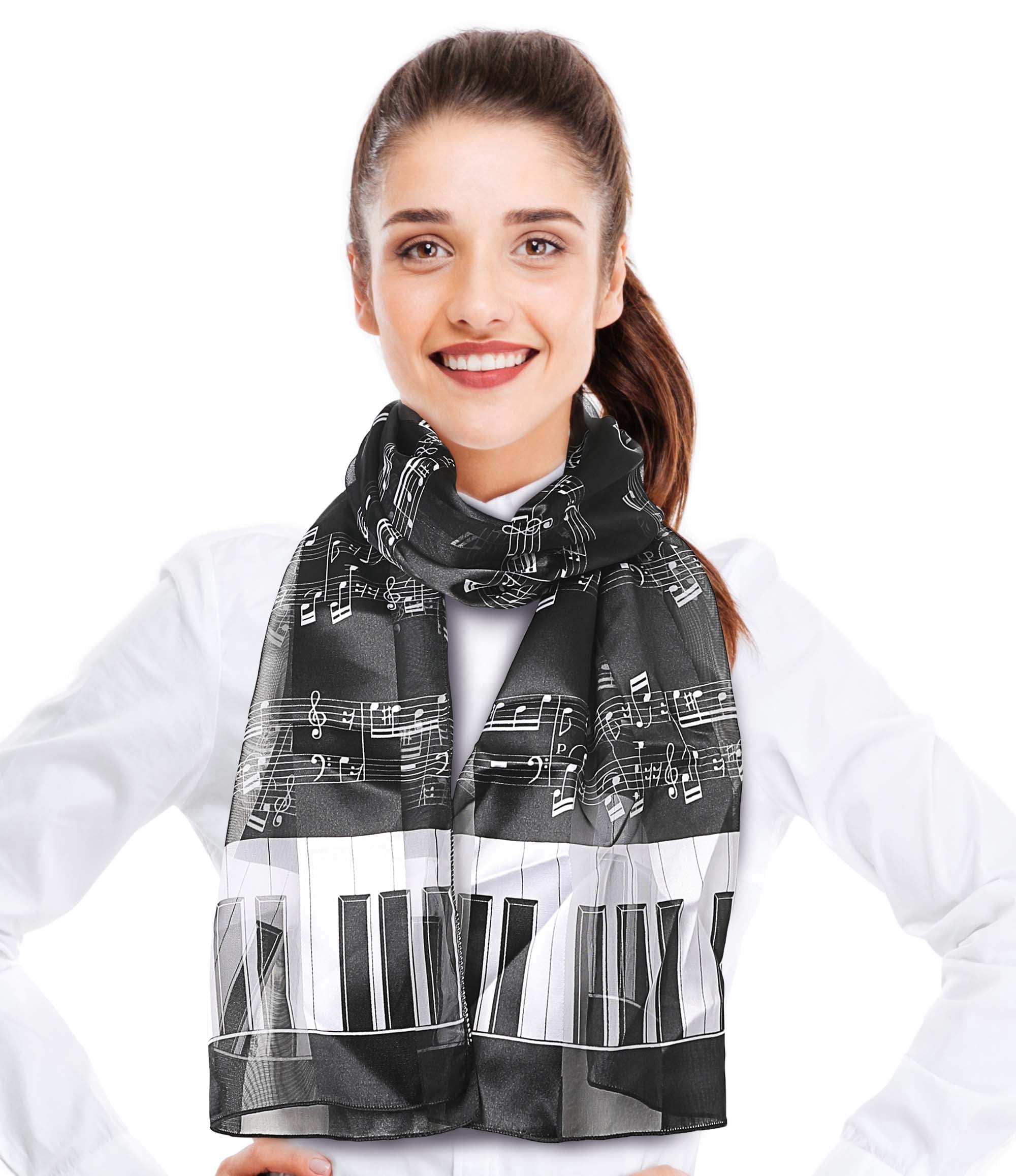 CBC Crown Women's Lightweight Music Notes Theme Silk Feeling 13" x 60 ...