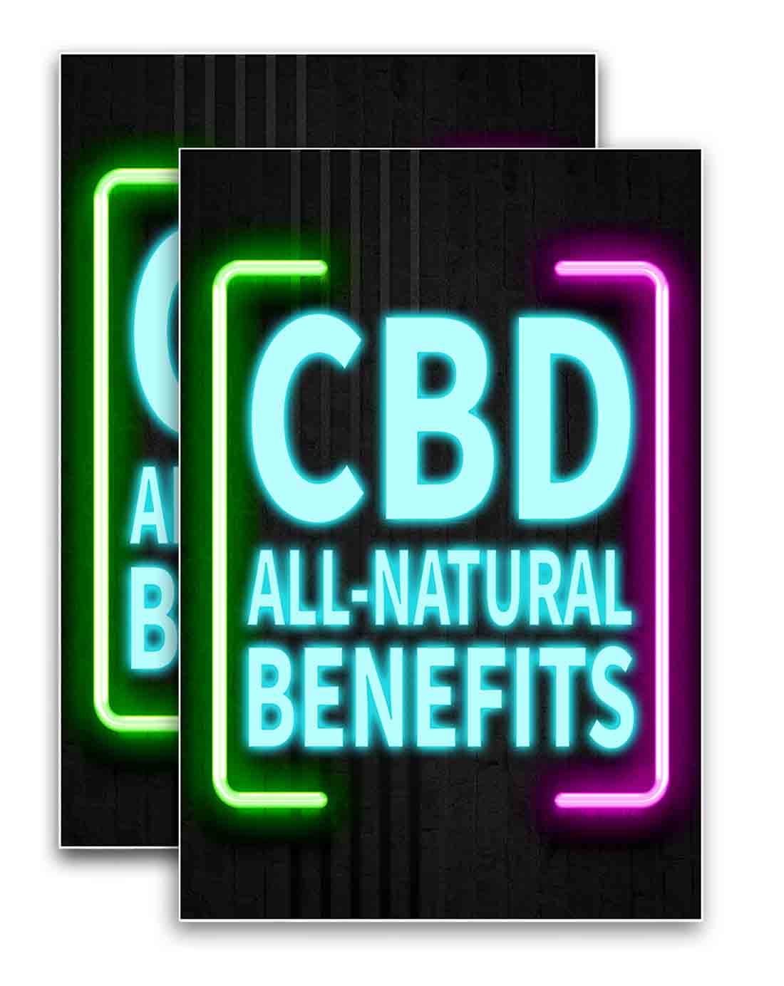 CBD All-Natural Benefits (24" X 36") Vinyl Decal Only (Pack of 2) |Sign ...