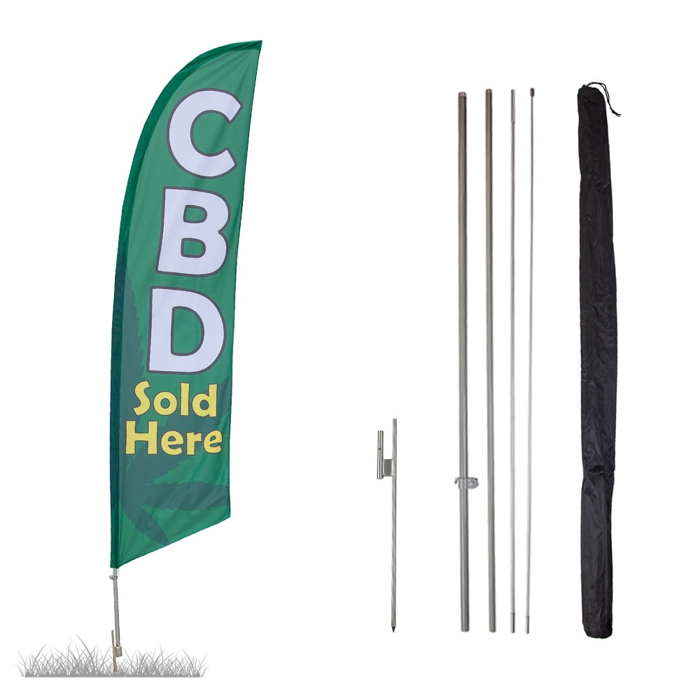 CBD Feather Flag Kits - 13.5ft Flag Complete Pole Set Ground Stake ...