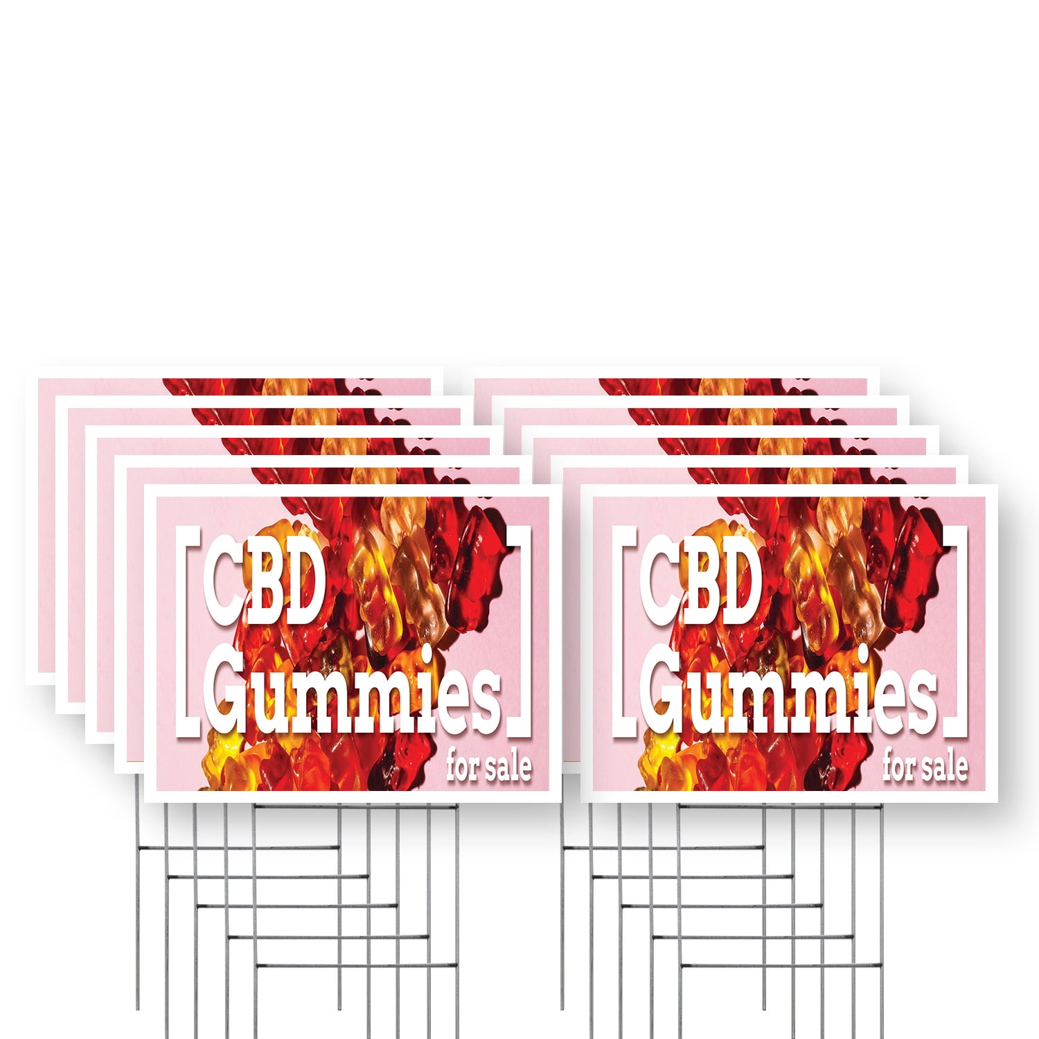 CBD Gummies Yard Sign 10 Pack of 12 Inch x 16 Inch Single Sided ...