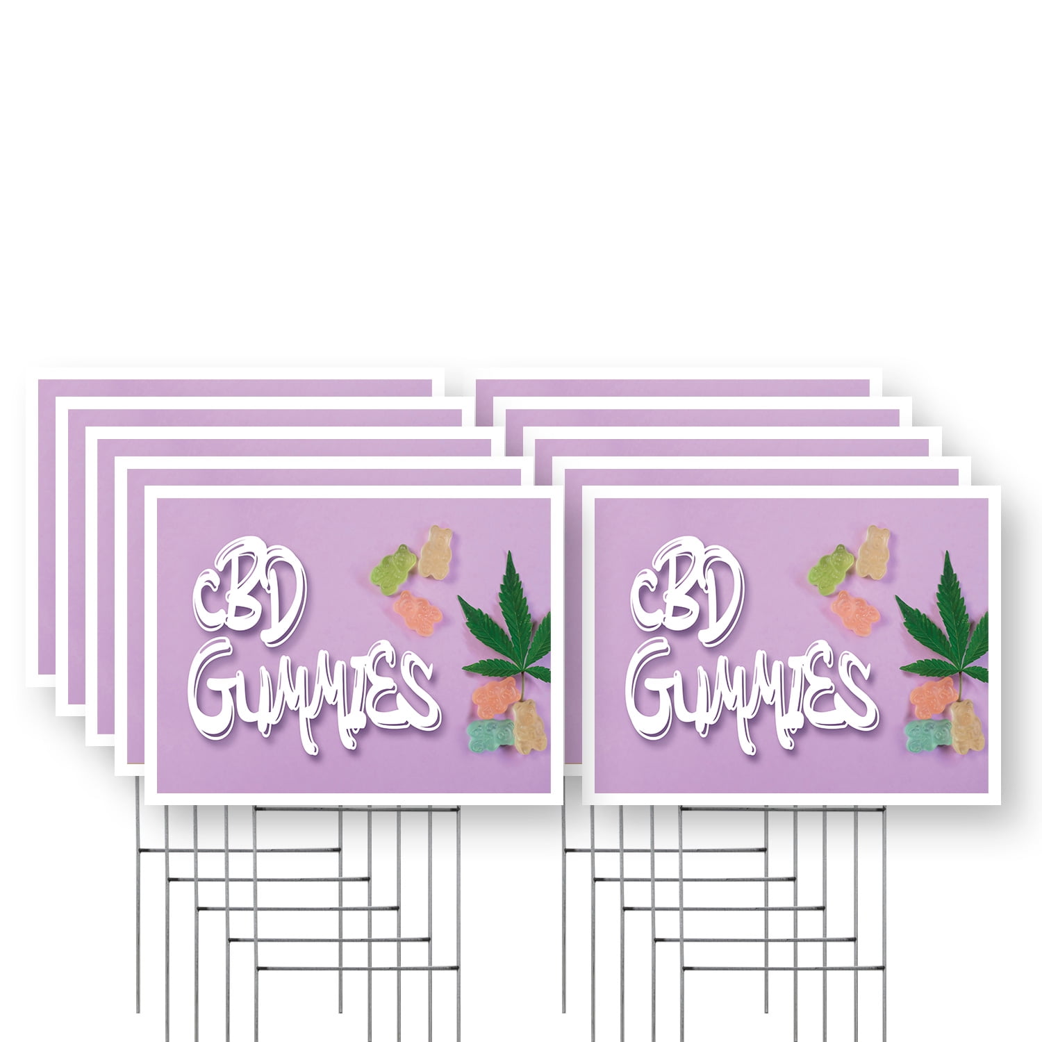CBD Gummies Yard Sign 10 Pack of 18 Inch x 24 Inch Single Sided ...