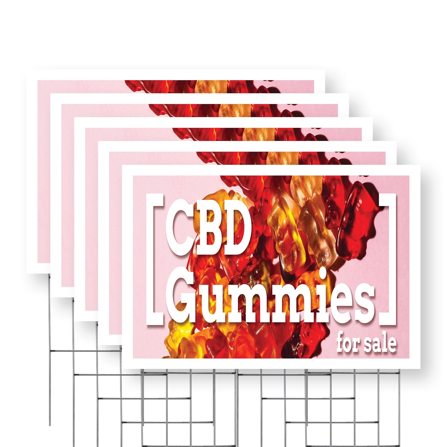 CBD Gummies Yard Sign 5 Pack of 24 Inch x 36 Inch Double Sided ...