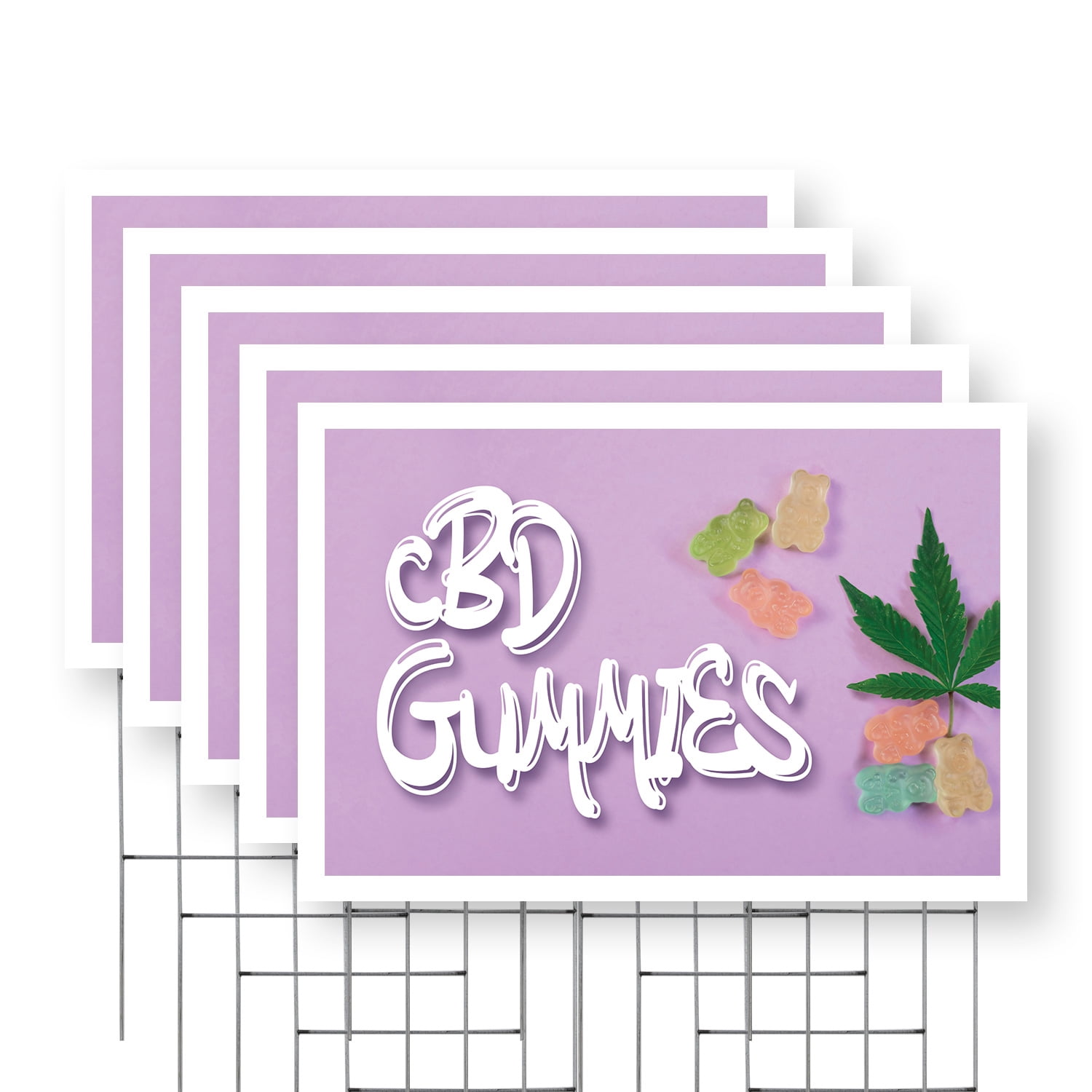 CBD Gummies Yard Sign 5 Pack of 24 Inch x 36 Inch Single Sided ...