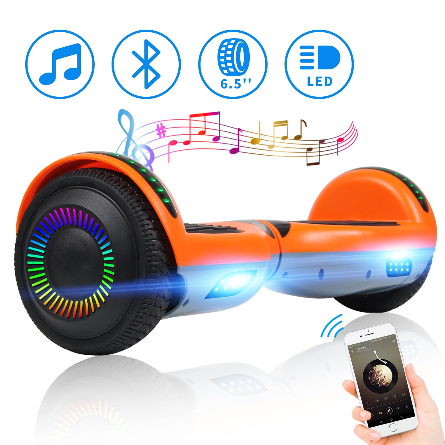 CBD Hoverboard 6.5" Two-Wheel Self Balancing Hoverboard with LED Lights ...