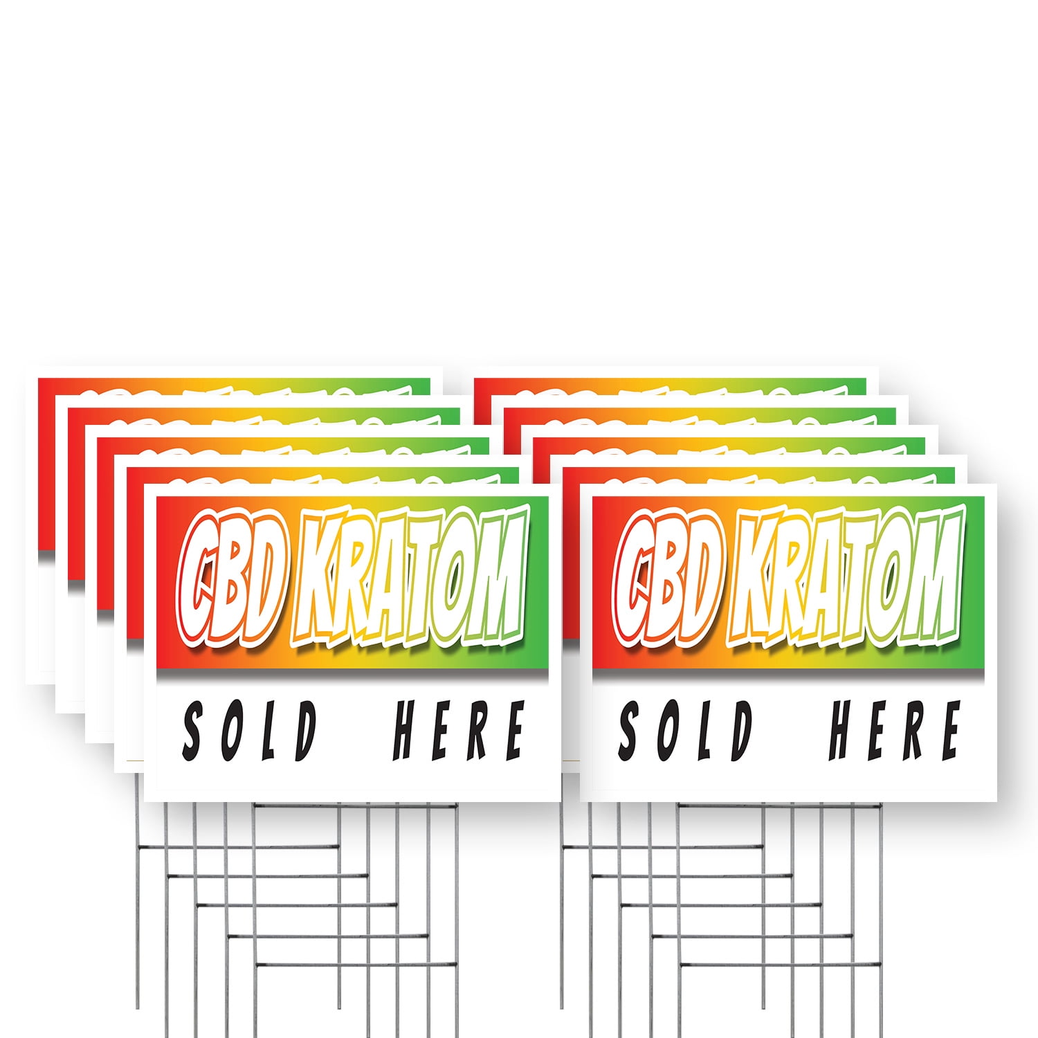 CBD Kratom Sold Here Yard Sign 10 Pack of 12 Inch x 16 Inch Double ...