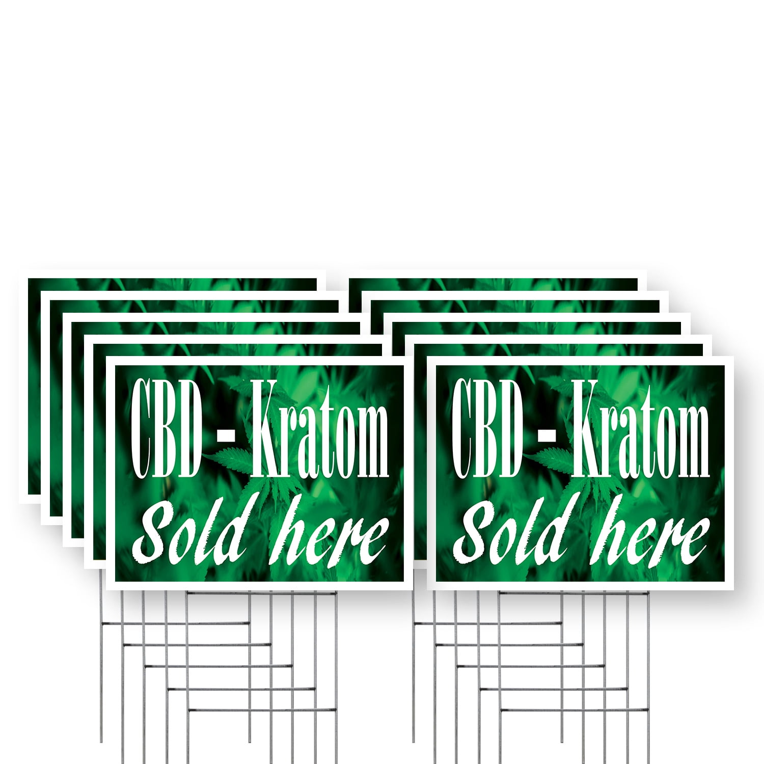 CBD and Kratom Sold Here Yard Sign 10 Pack of 18 Inch x 24 Inch Single ...