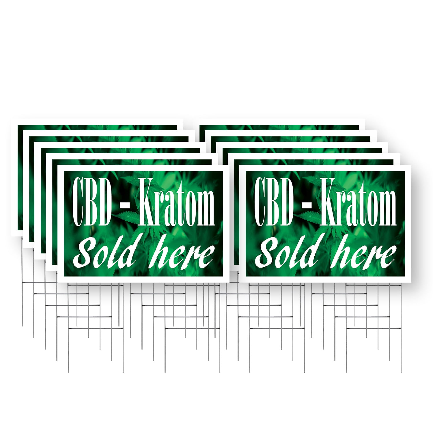 CBD and Kratom Sold Here Yard Sign 10 Pack of 24 Inch x 36 Inch Single ...