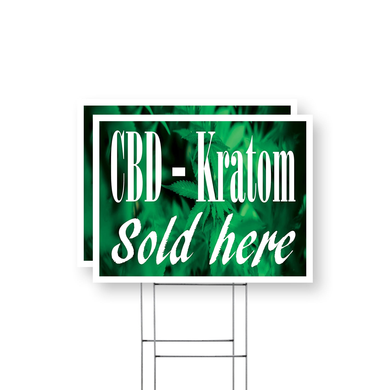 CBD and Kratom Sold Here Yard Sign 2 Pack of 12 Inch x 16 Inch Single ...