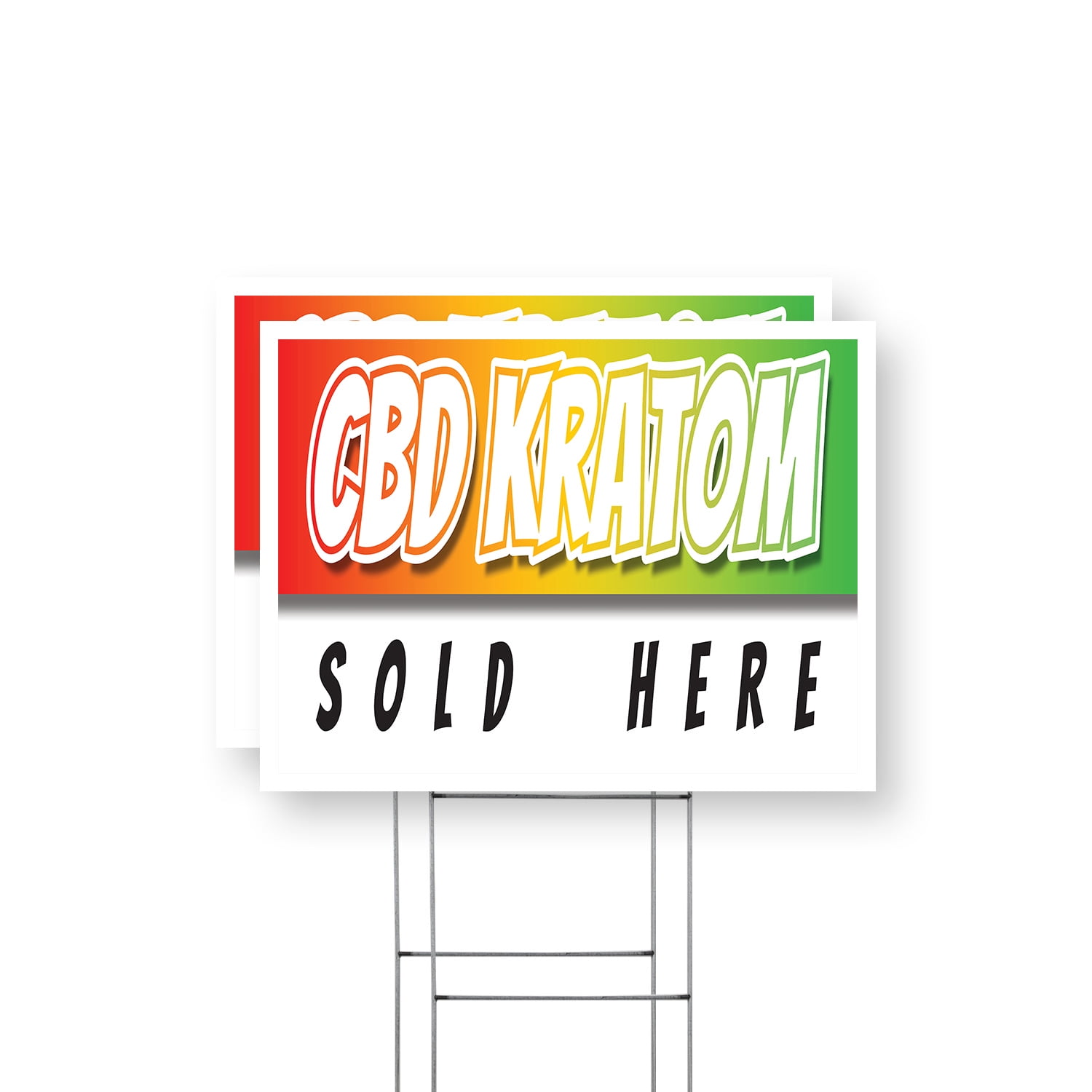 CBD Kratom Sold Here Yard Sign 2 Pack of 18 Inch x 24 Inch Double Sided Weatherproof Heavy-Duty ...