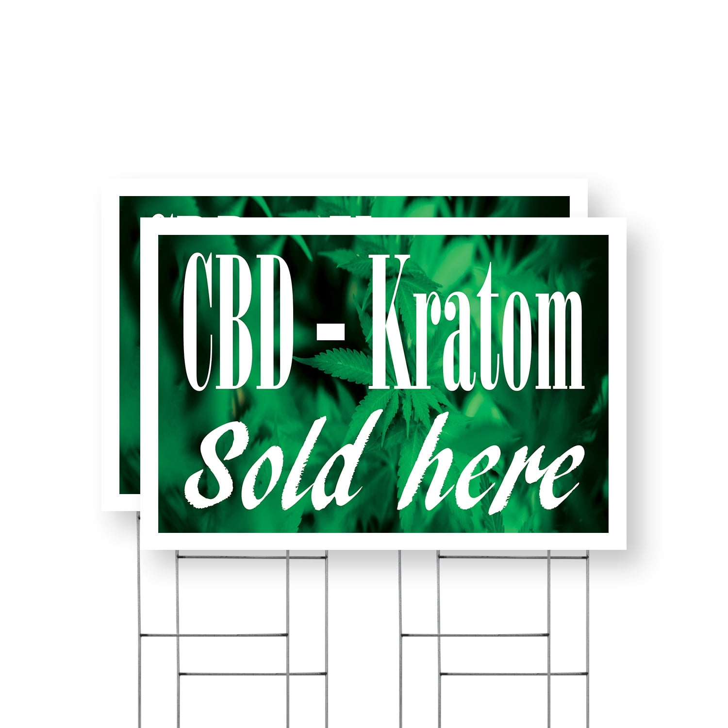 CBD and Kratom Sold Here Yard Sign 2 Pack of 24 Inch x 36 Inch Single ...