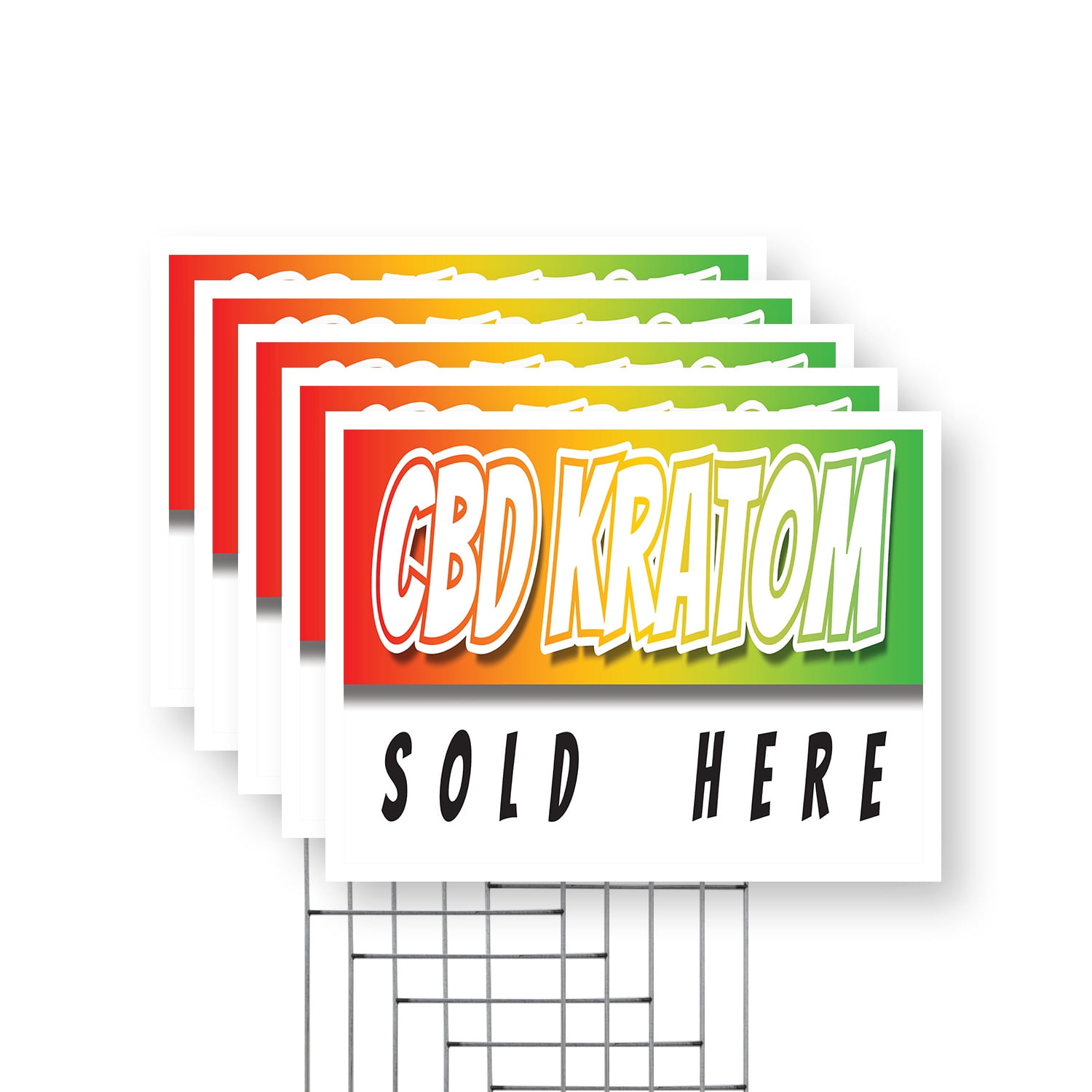 CBD Kratom Sold Here Yard Sign 5 Pack of 18 Inch x 24 Inch Double Sided ...
