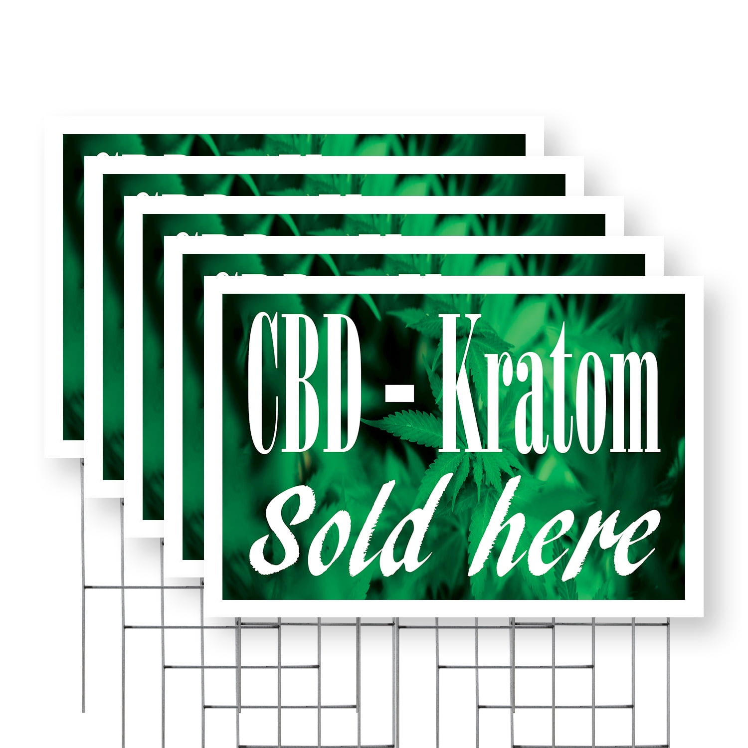 CBD and Kratom Sold Here Yard Sign 5 Pack of 24 Inch x 36 Inch Double ...