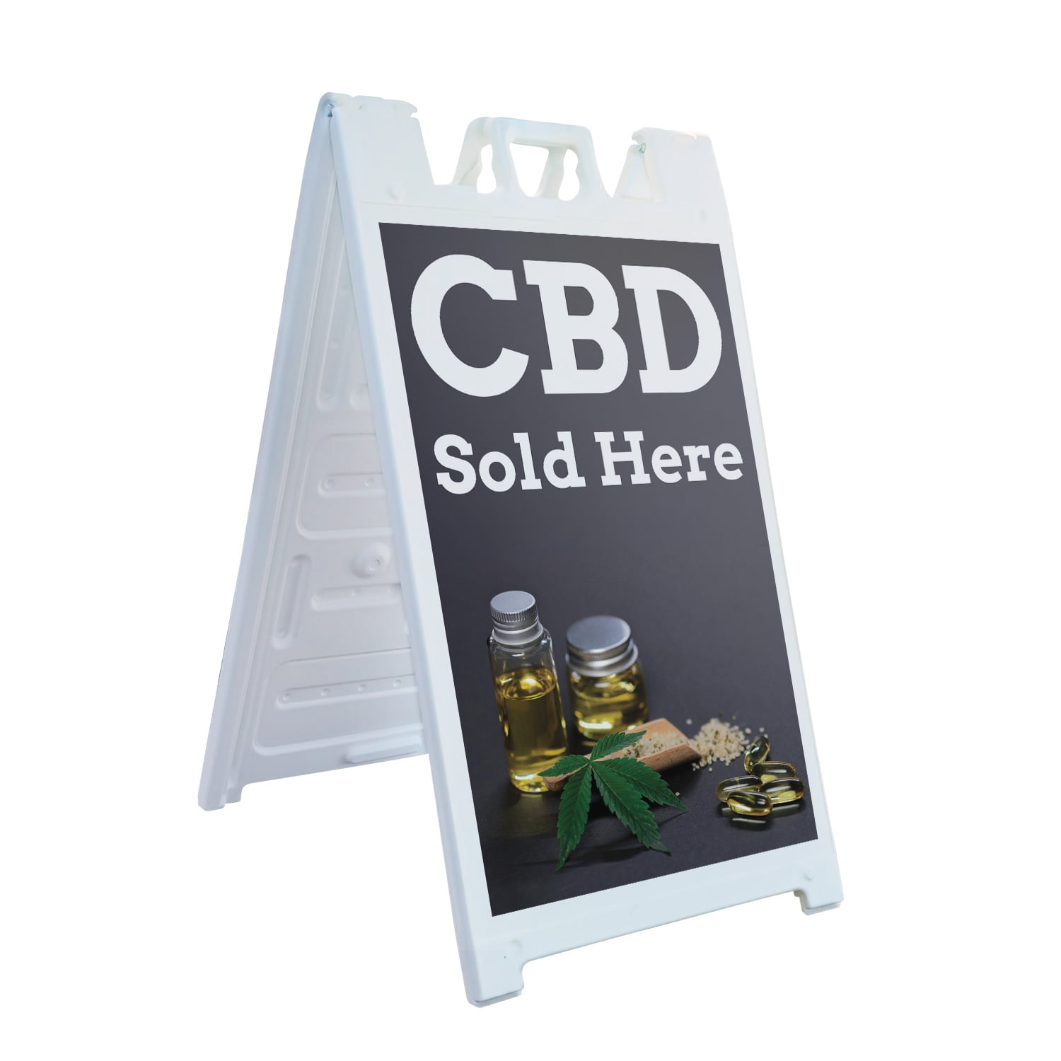 CBD Sold Here 24" x 36" Double Sided A-Frame Sidewalk Sign Includes 2 ...