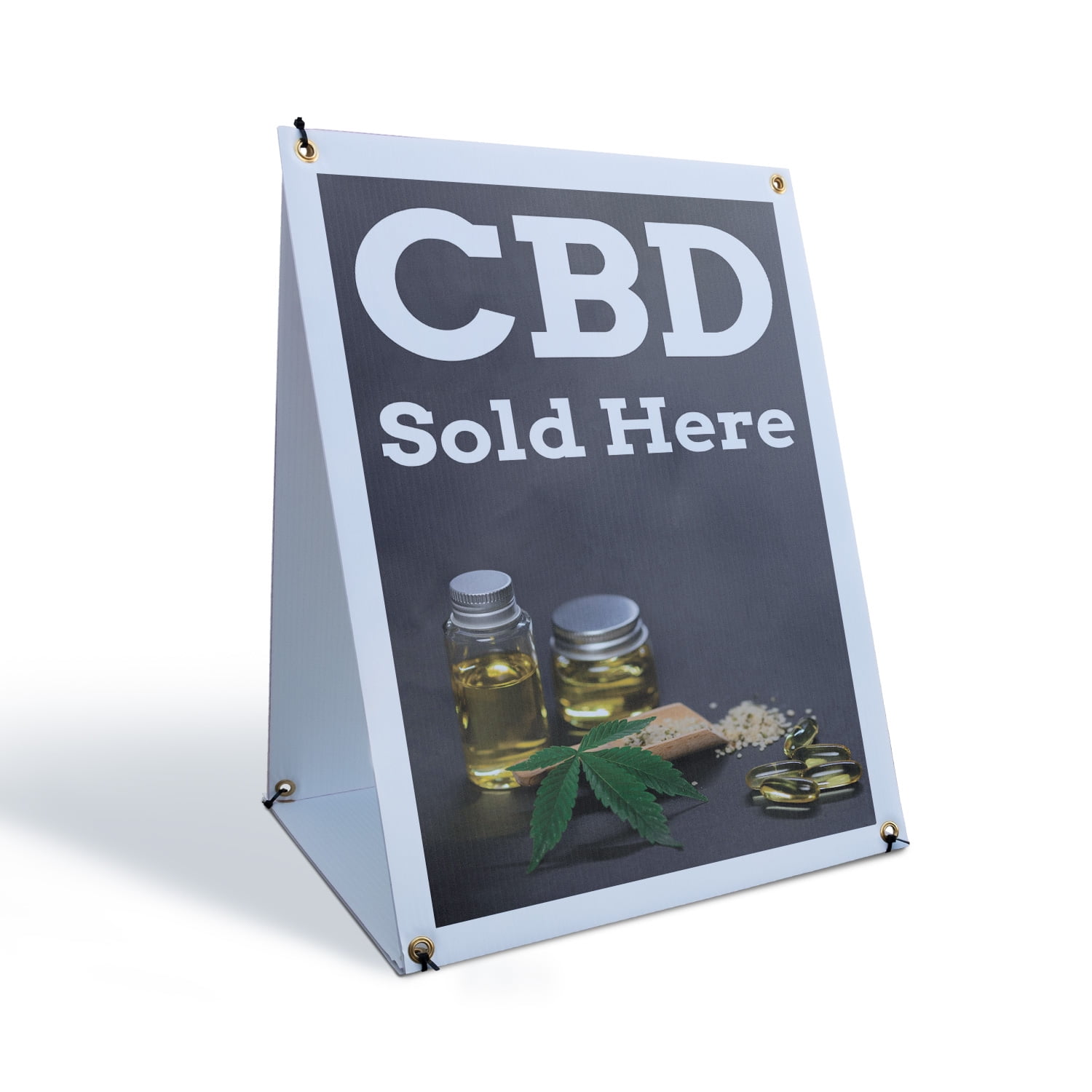 CBD Sold Here Sidewalk Sign 24 Inch x 36 Inch A-Frame Images On Both ...