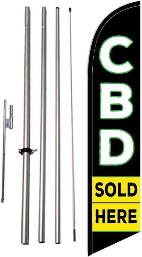 CBD Sold Here Sign. Advertising Feather Banner Swooper Flag Set with 15 ...