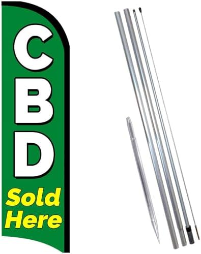 CBD Sold Here Windless Feather Flag Bundle (11.5' Tall Flag, 15' Tall ...