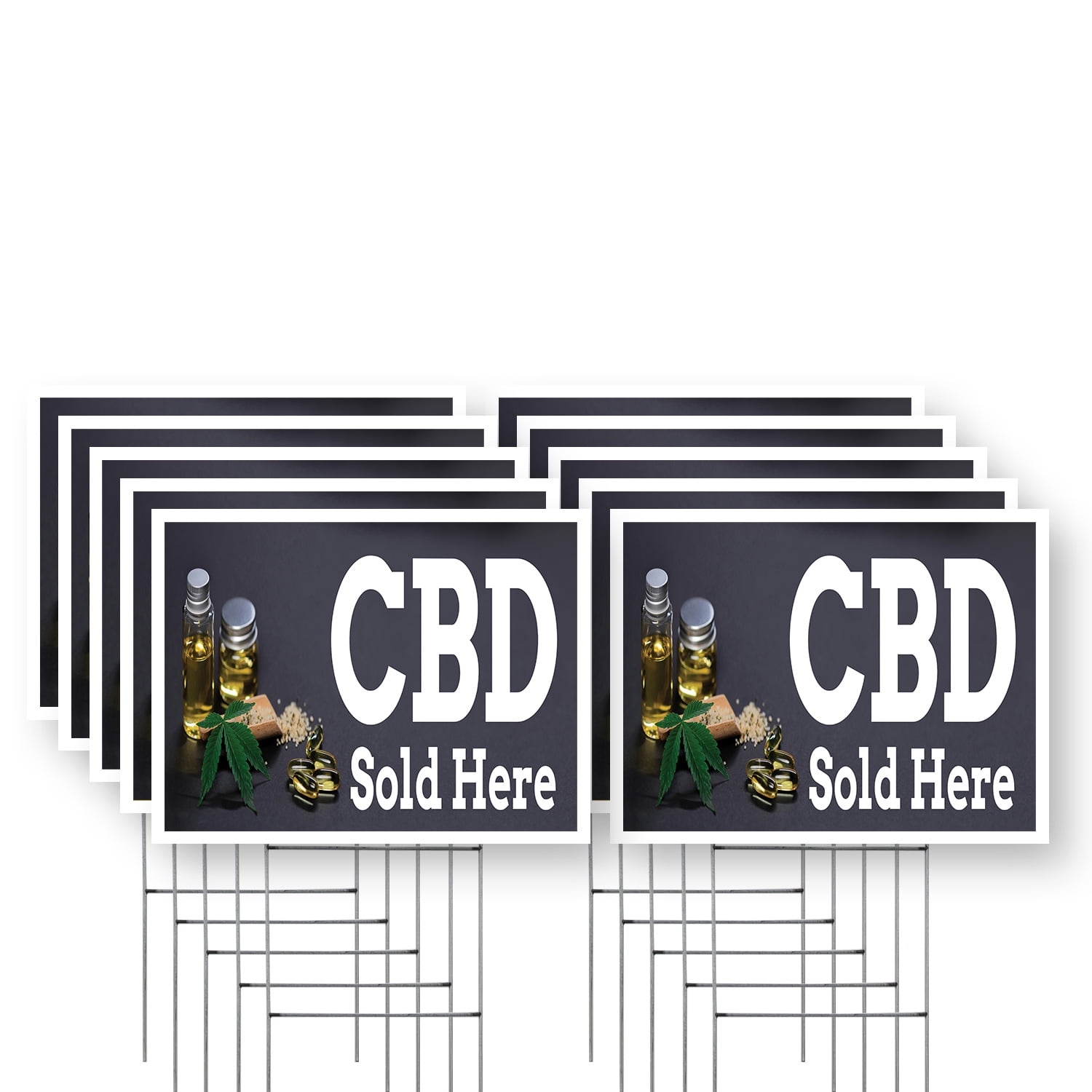 CBD Sold Here Yard Sign 10 Pack of 12 Inch x 16 Inch Single Sided ...
