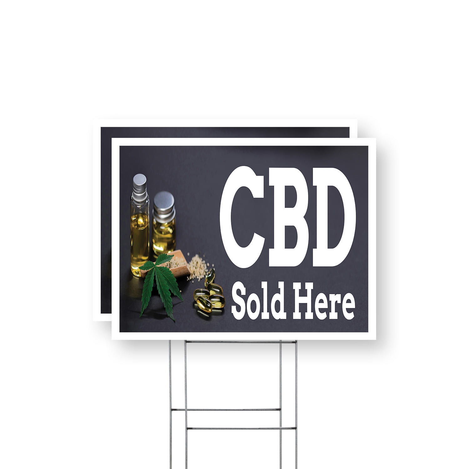 CBD Sold Here Yard Sign 2 Pack of 12 Inch x 16 Inch Single Sided ...