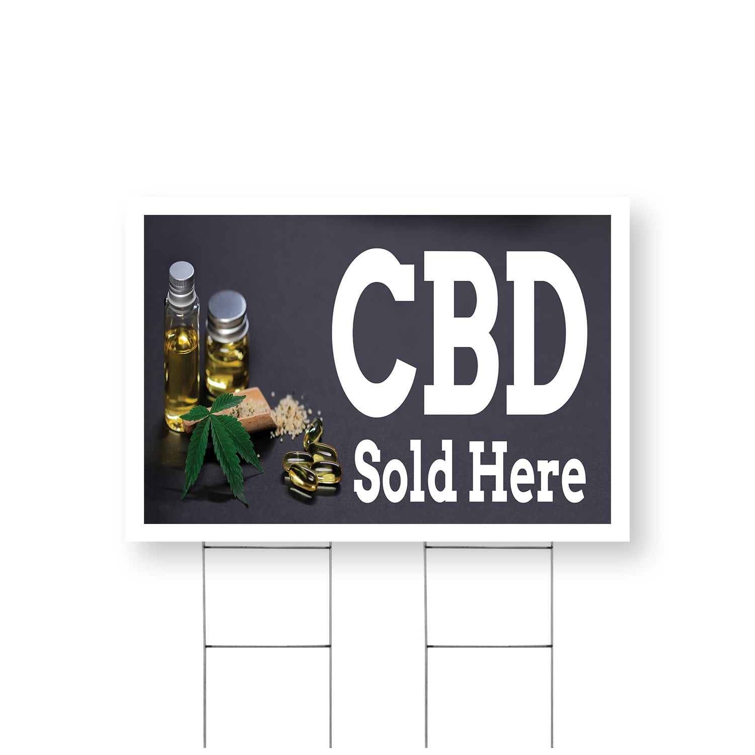 CBD Sold Here Yard Sign 24 Inch x 36 Inch Double Sided Weatherproof ...